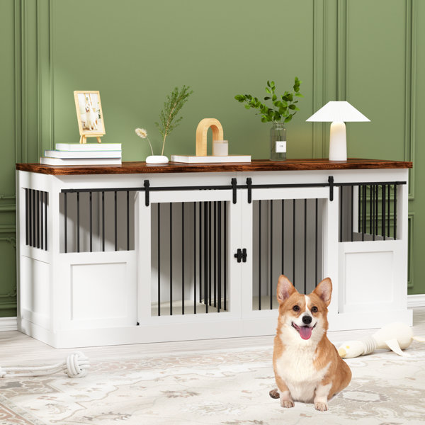 Tucker Murphy Pet™ 70.86‘’ Large Dog Crate Furniture, Wooden Dog Kennel ...