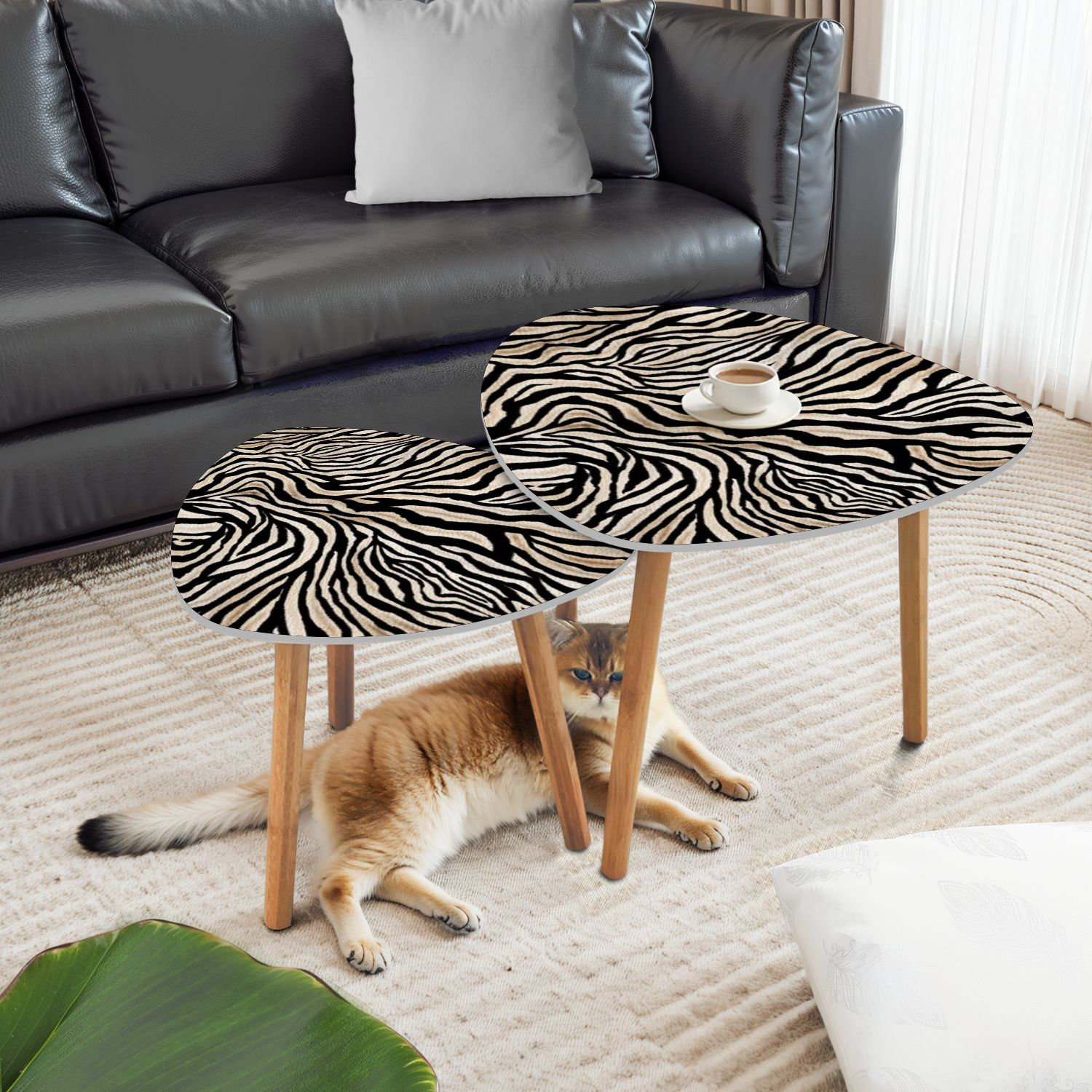 George Oliver Triangle Nesting Coffee Table Set of 2 seamless zebra ...