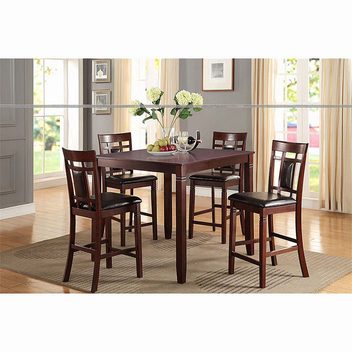 Red Barrel Studio® Milyn Square 42.09'' L x 42.09'' W Dining Set Modern High Dining Table Set ...