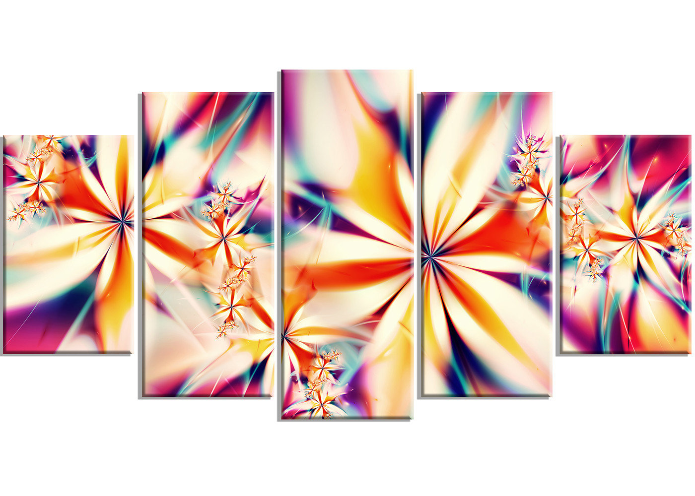 Design Art Metal 'Crystalize Pink Floral' 5 Piece Graphic Art Set | Wayfair