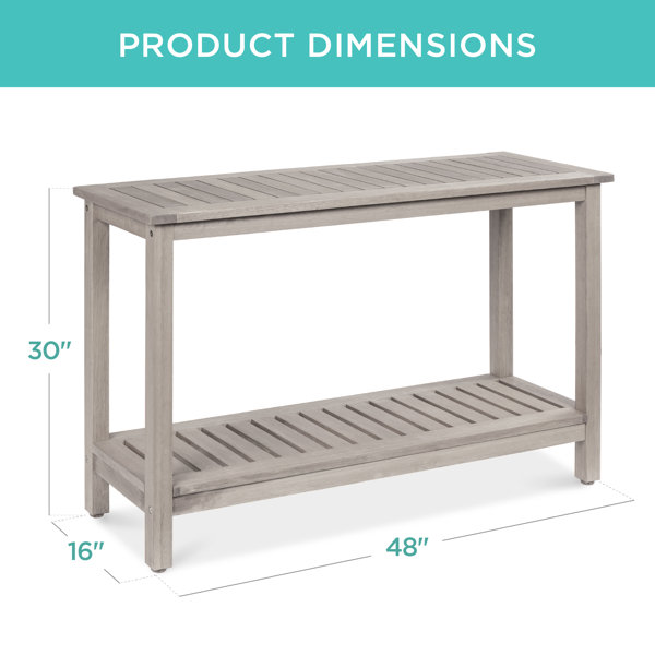 Latitude Run® 48In 2-Shelf Indoor Outdoor Wood Console Table ...