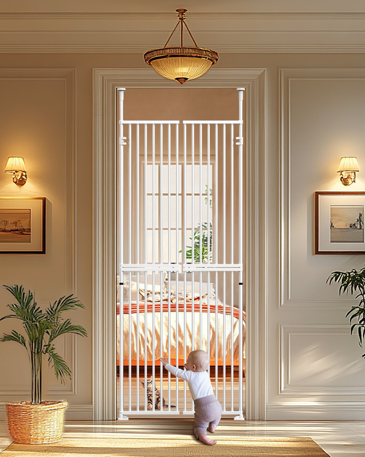 ShangQuan WuLiu Extra Tall Pet Gate, Adjustable Wide, Walk Through ...