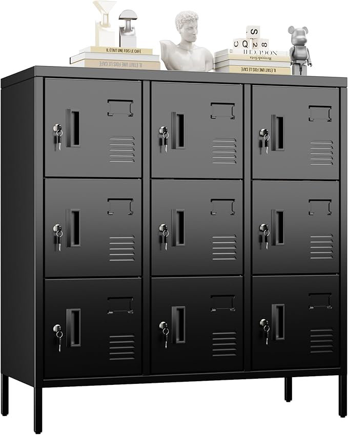 GangMei 9 Doors Metal Lockers with Lock and Keys for School Office Home ...