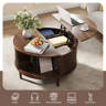 Ebern Designs Round Coffee Table With Storage, Fluted Lift Top, Sliding ...
