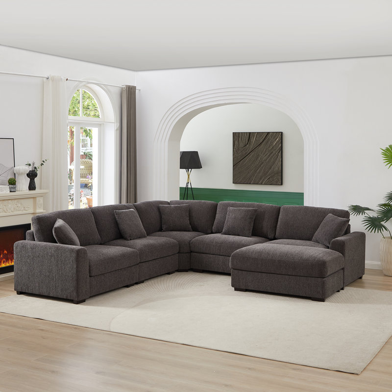 Latitude Run® Ortensio Reversible Modular Corner Sectional Upholstered ...