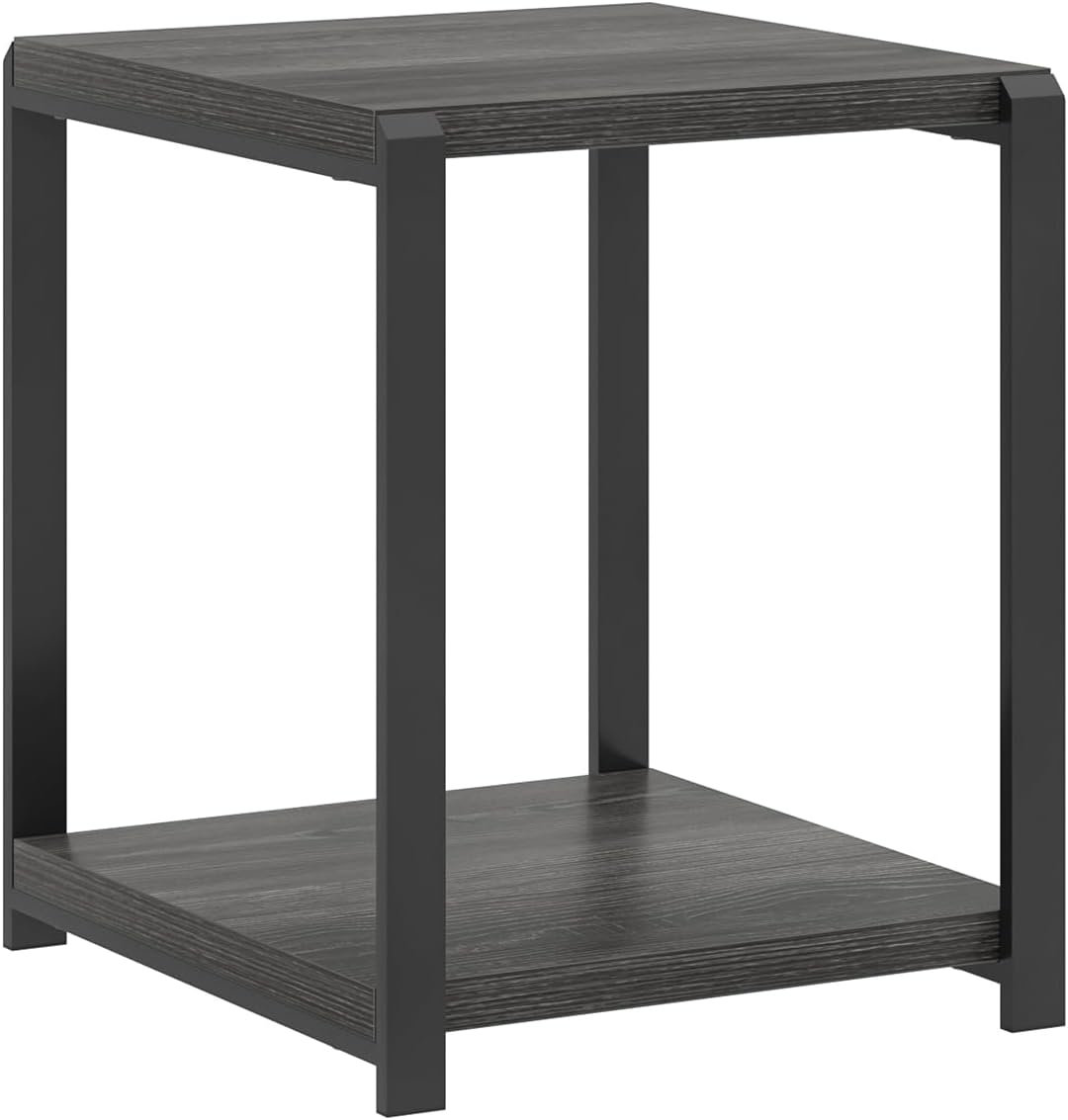 Latitude Run® Modern Rustic Square End Table With Storage, Wood Grain ...