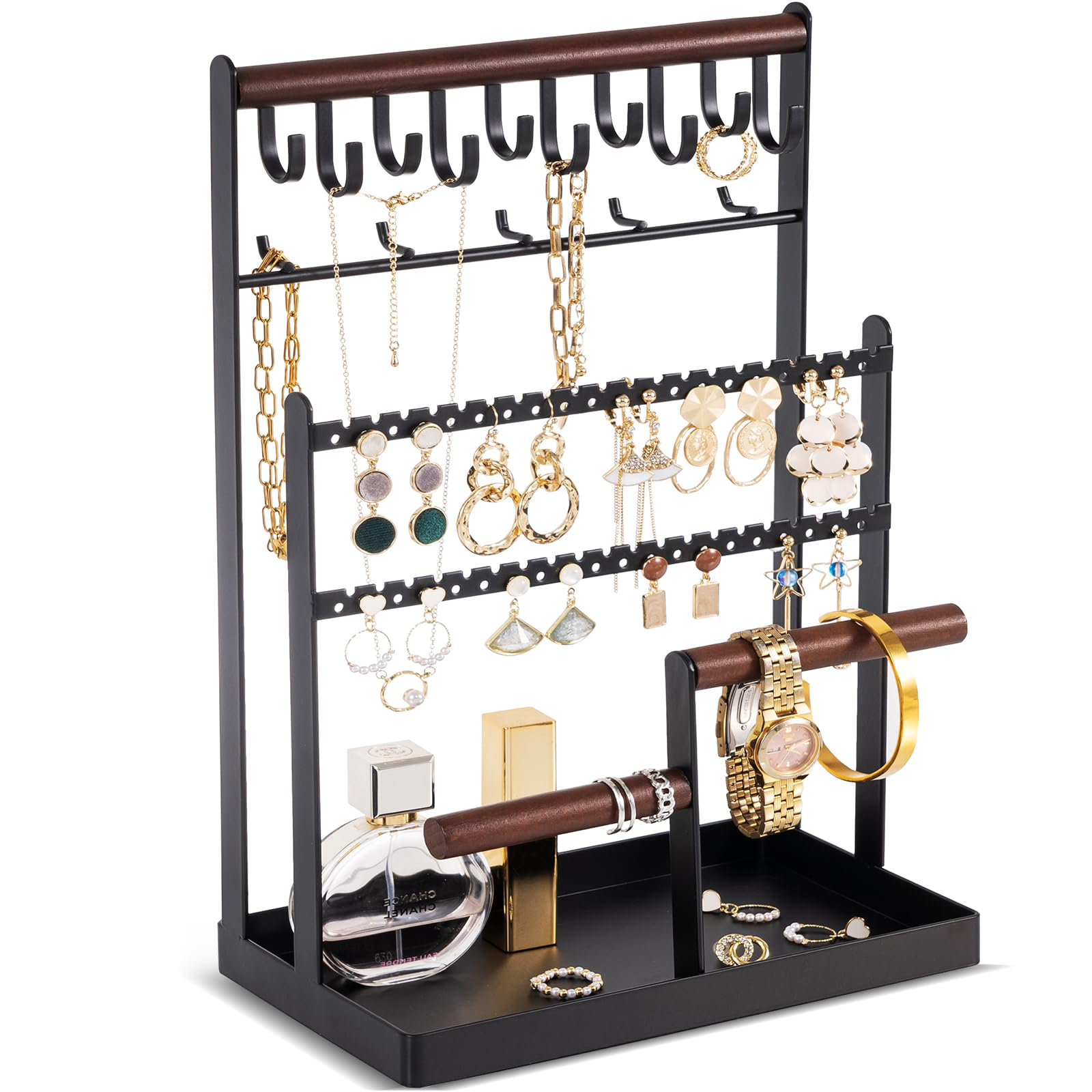 Latitude Run® 6-Layer 15-Hook Jewelry Storage Rack Bracelet Earring ...