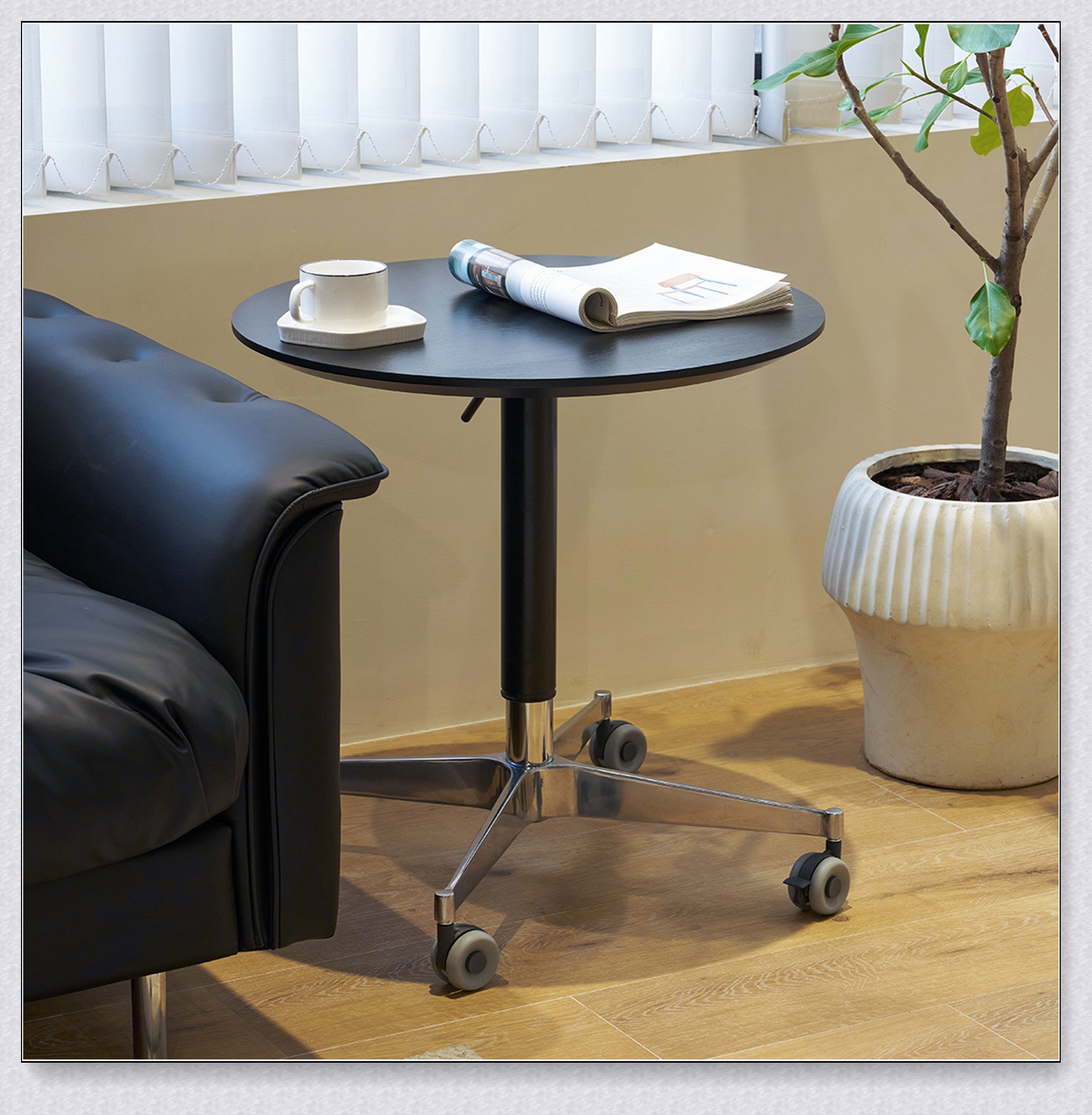 Wrought Studio™ Movable Adjustable Coffee Table 360 Swivel Counter Bar ...