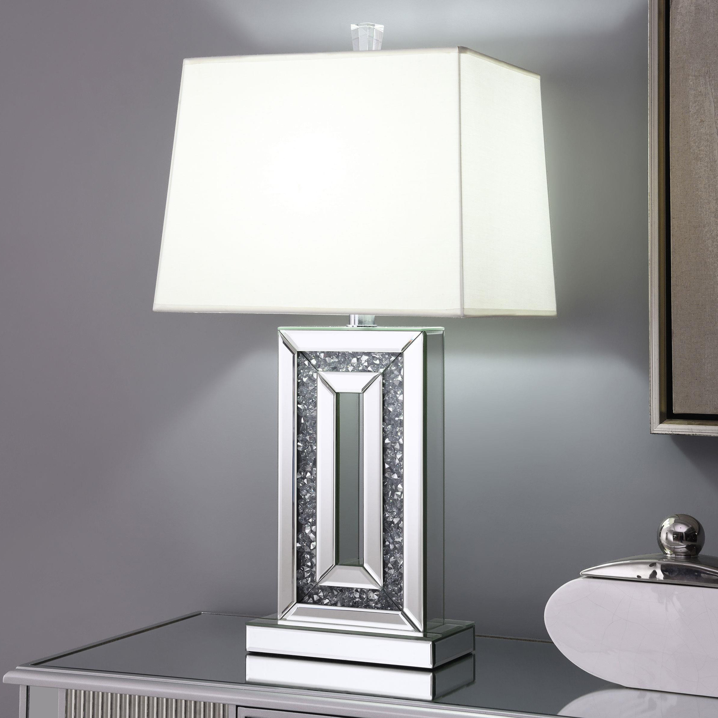 Mercer41 30-inch Tapered Shade Mirrored Table Lamp Silver | Wayfair