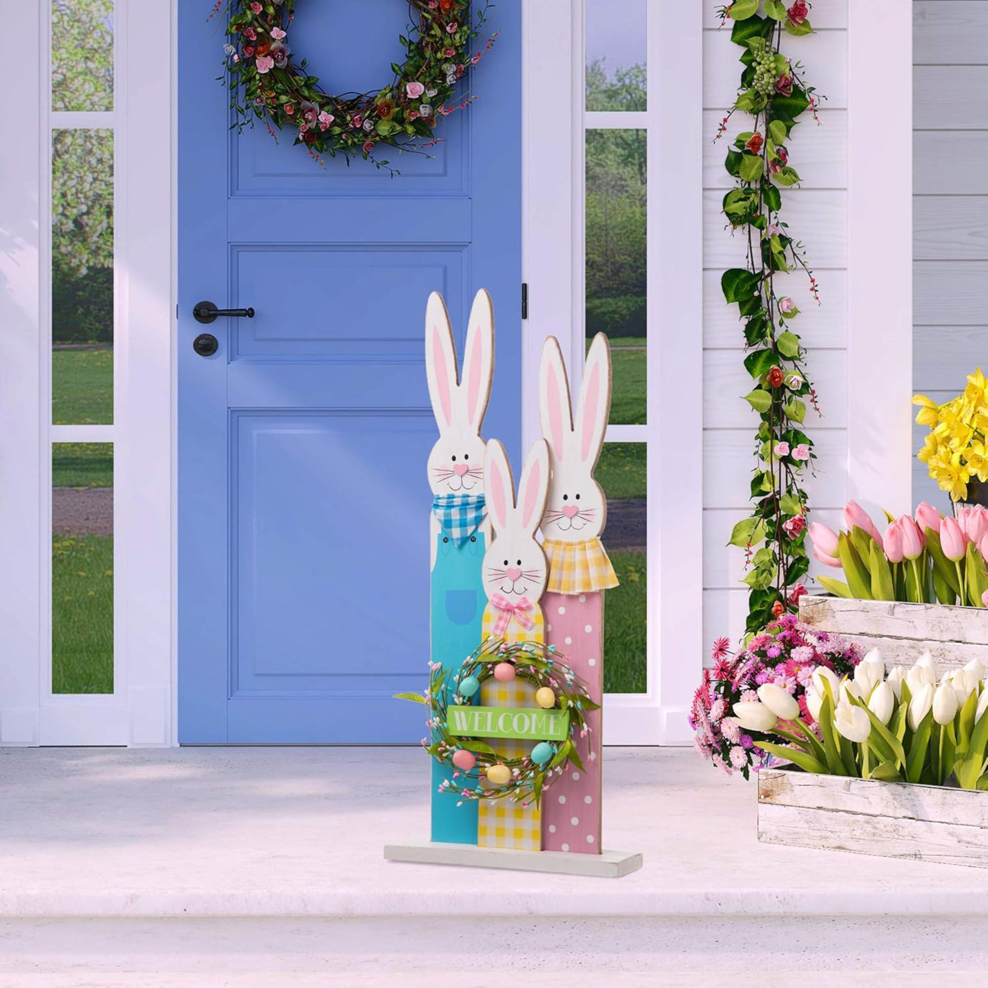 Ophelia & Co. 30" H Easter Wooden Bunny Family Standing Porch Sign ...