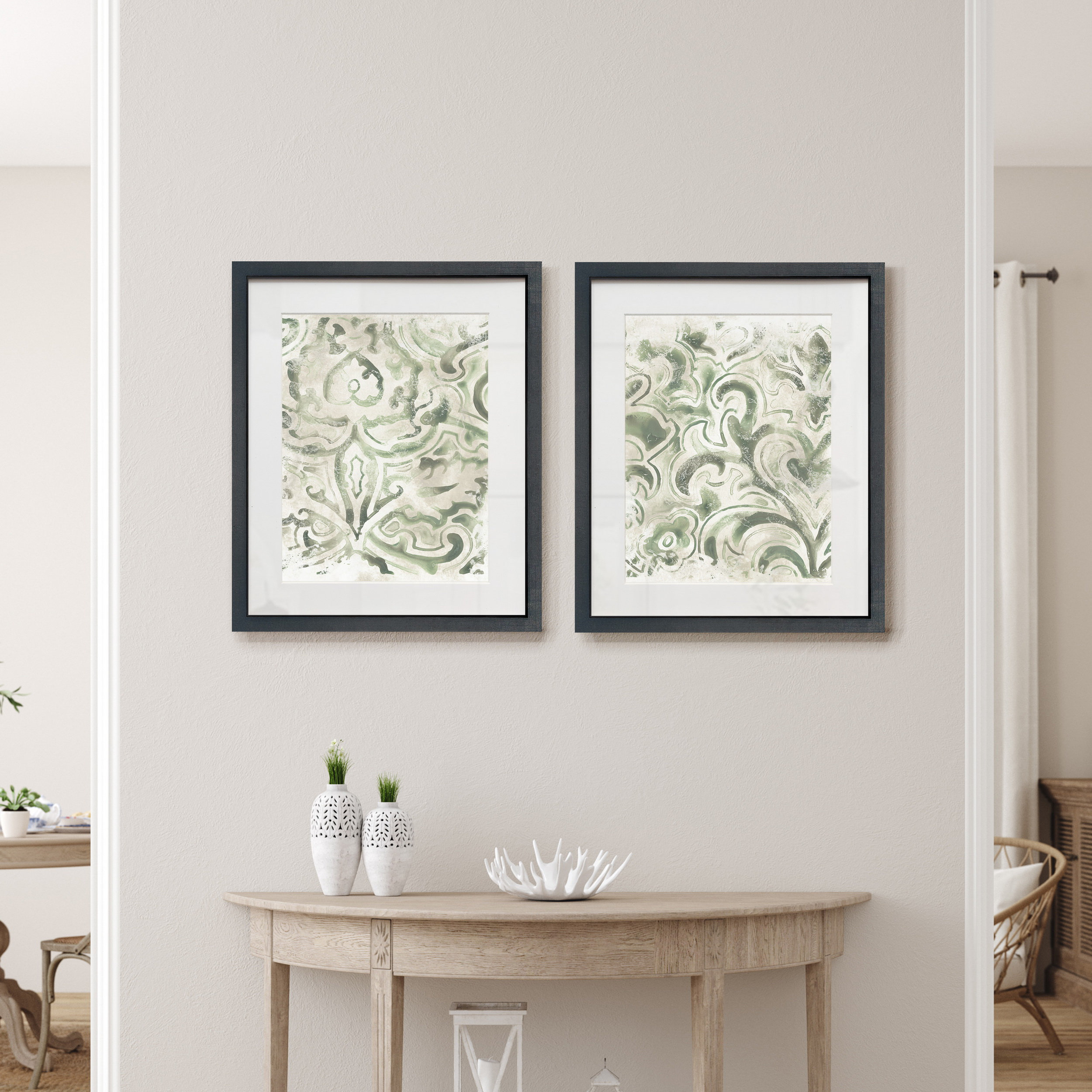 One Allium Way Ancient Tile III - 2 Piece Picture Frame Painting Print ...