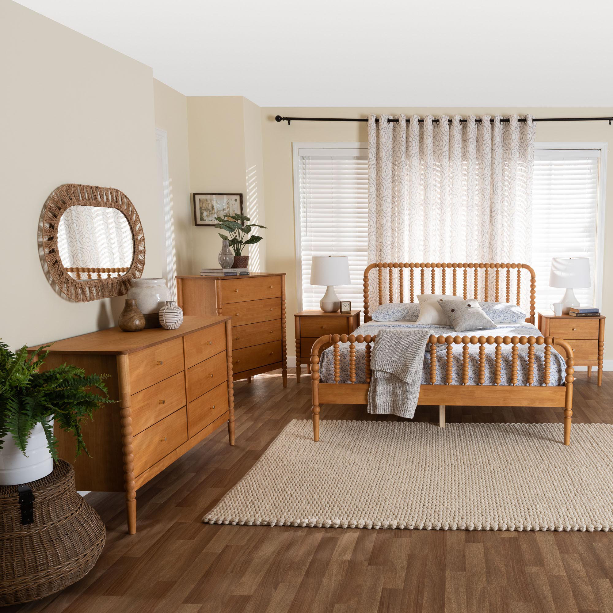 George Oliver Baxton Studio Lucera Mid-Century 5-Piece Bobbin Bedroom Set | Wayfair