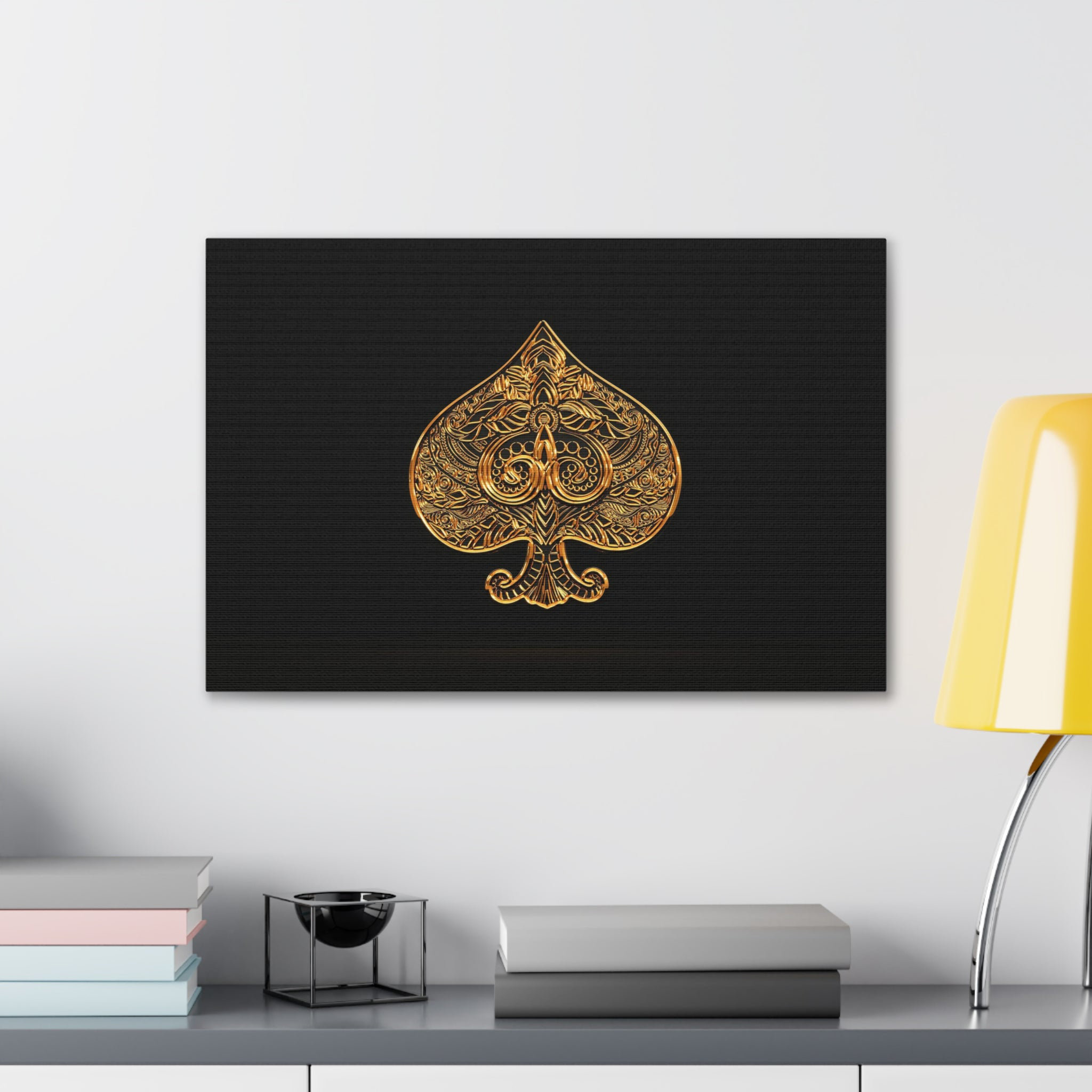 Fleur De Lis Living 3D Gold Spades Playing Card Canvas Wall Art ...
