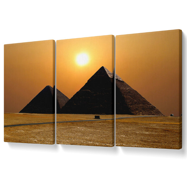 Gracie Oaks Magic Pyramids Giza Egypt - 3 Piece Wrapped Canvas Art ...
