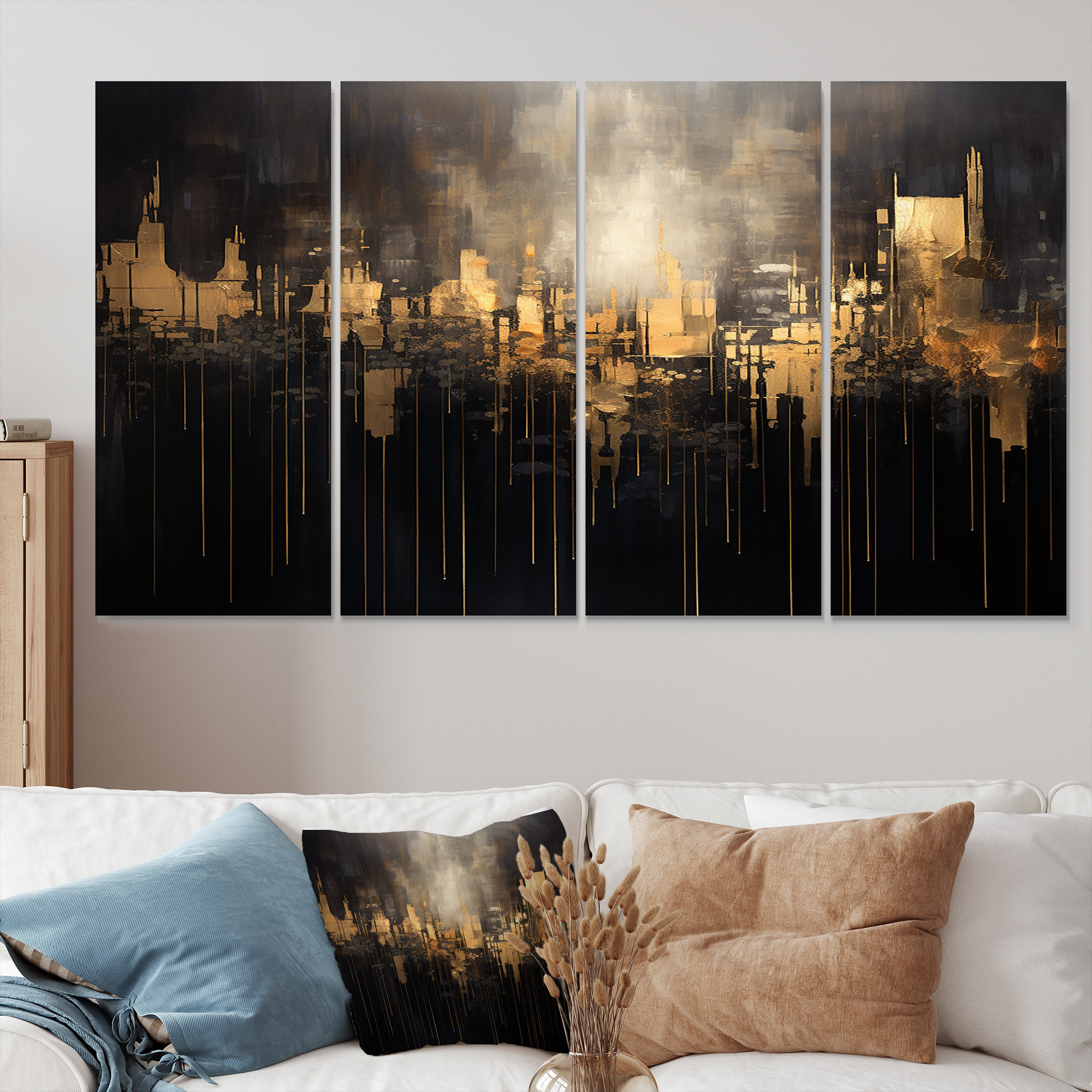 Ivy Bronx Future City Dreams NY - Abstract Modern Waves Wall Art Canvas ...