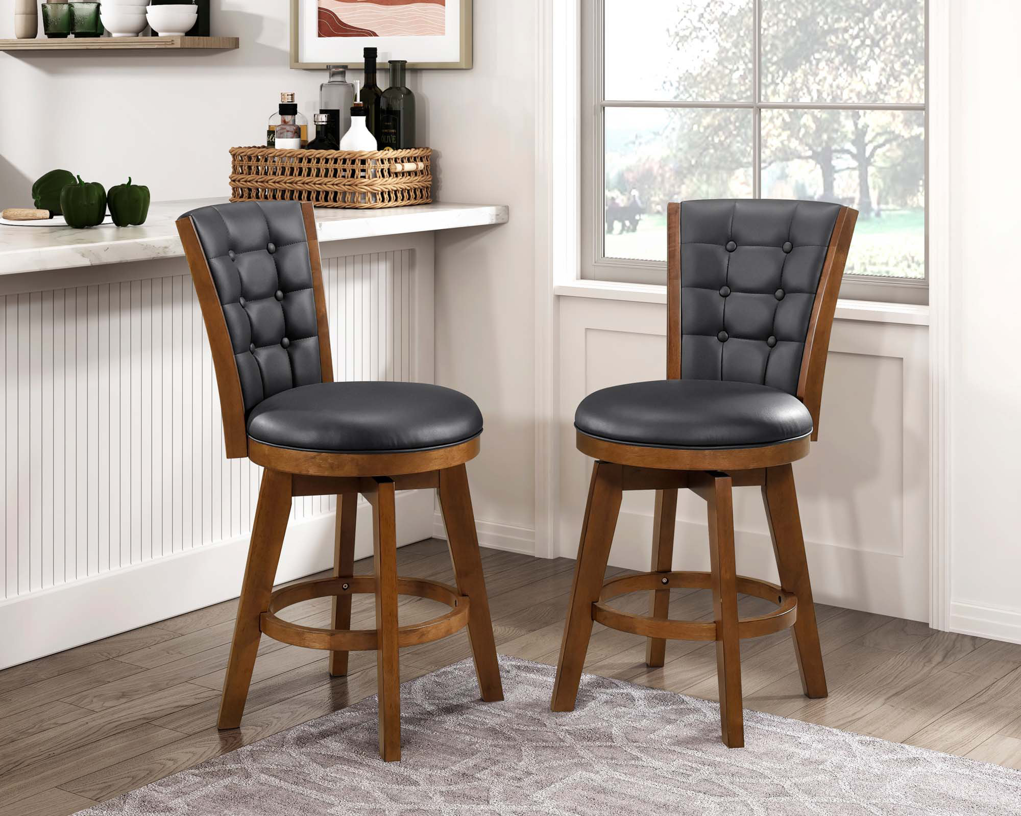 Red Barrel Studio® Swivel Counter Height Chairs Set Of 2 | Wayfair