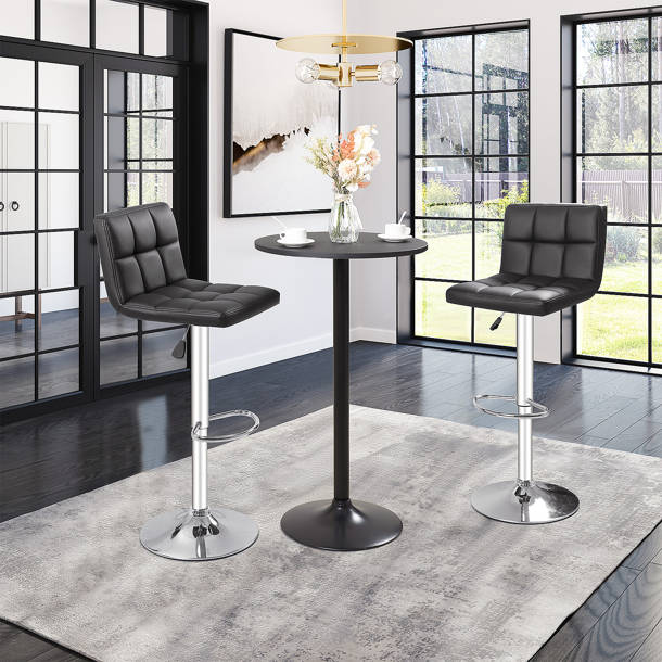 Ebern Designs Moaid 3 Piece Height-adjustable Pub Table and Leathered ...