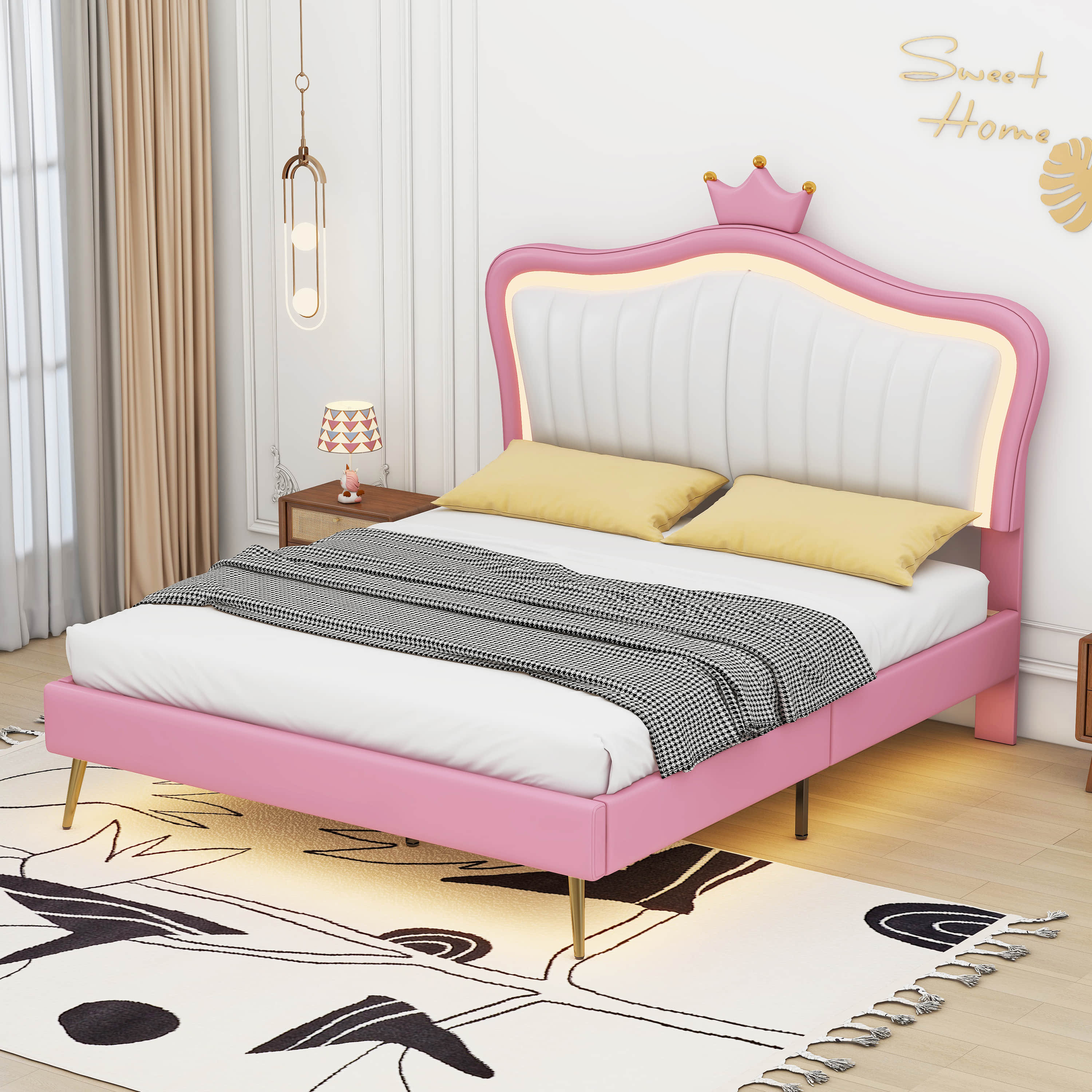 House of Hampton® Hanns Modern Upholstered Princess Bed With Crown ...