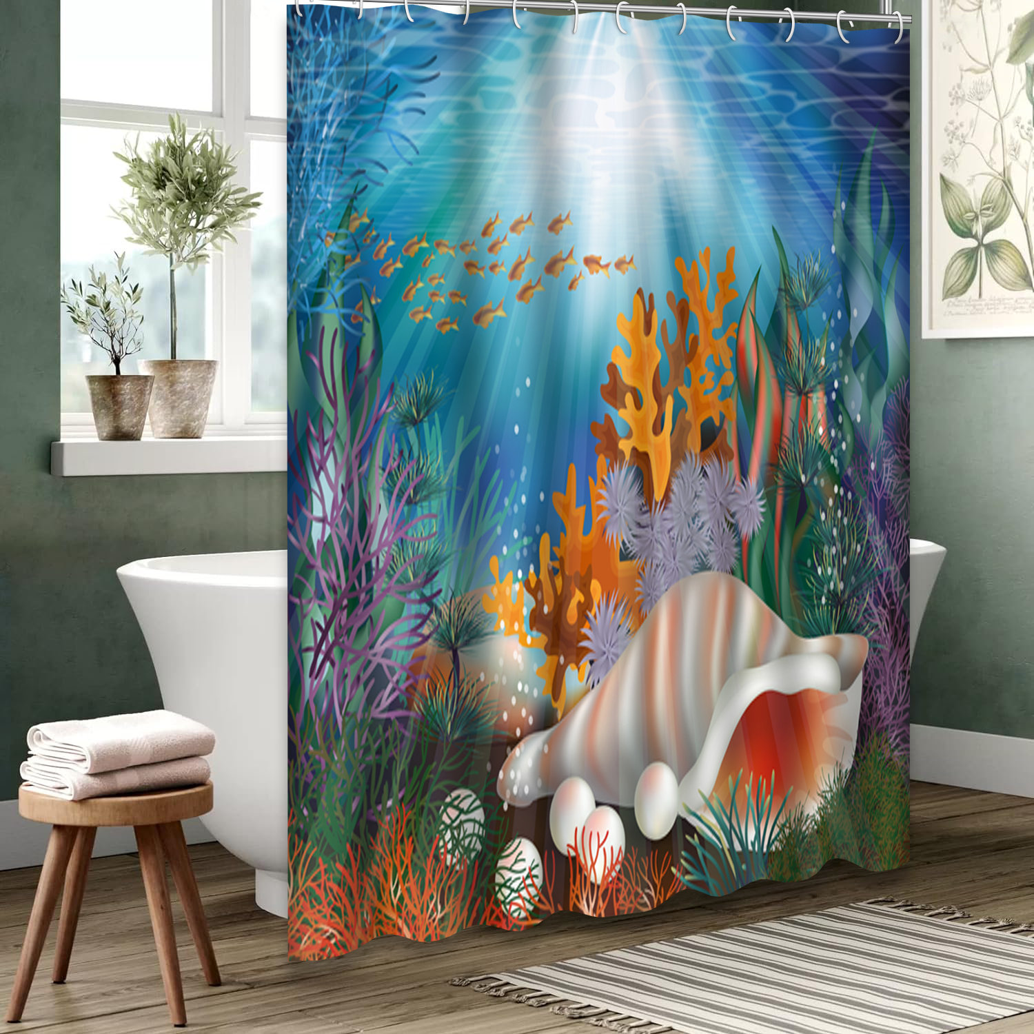 East Urban Home Pearl Shell Underwater Wallpaper with Shell Sea Coral ...