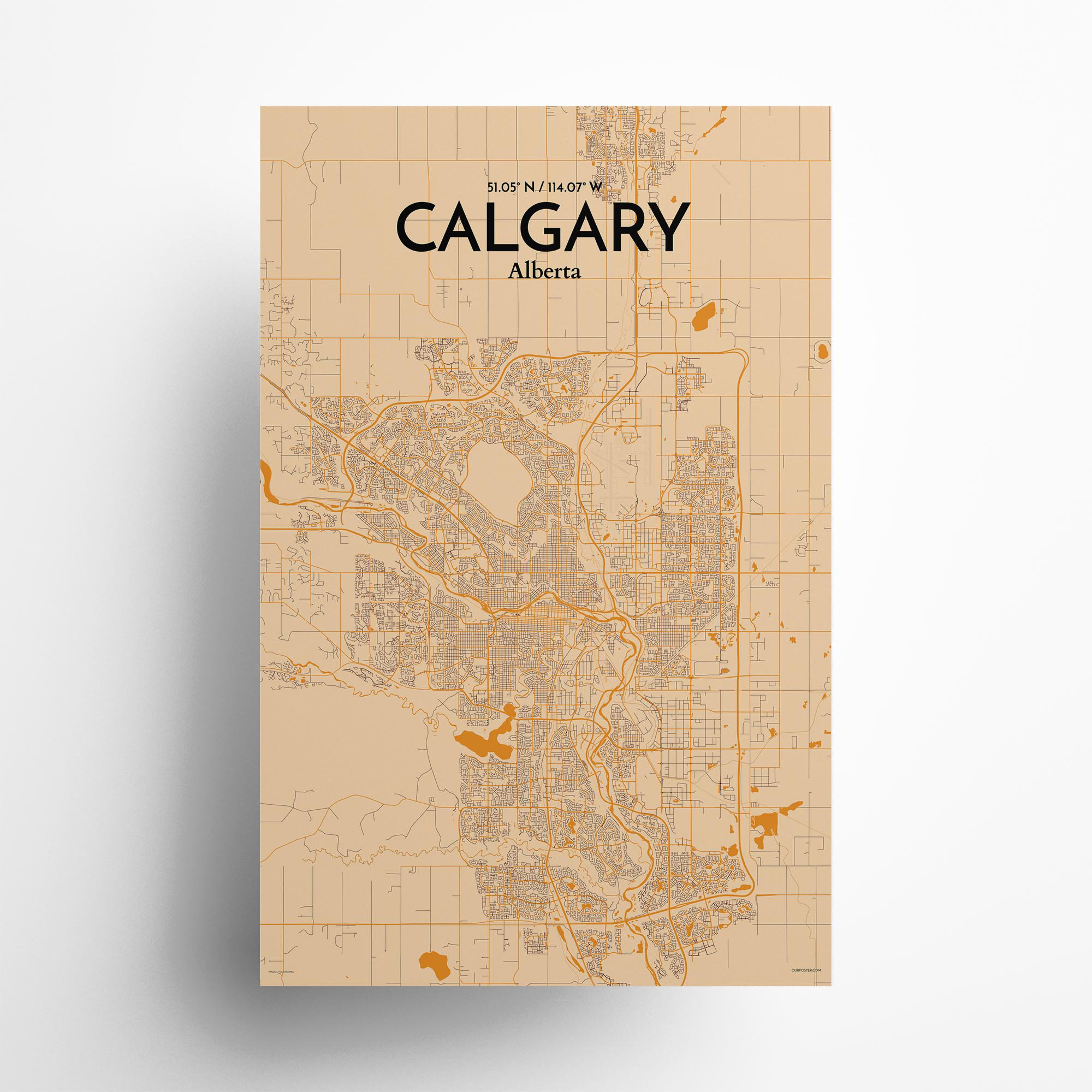 17 Stories Calgary City Map Graphic Art In Vintage - Wayfair Canada