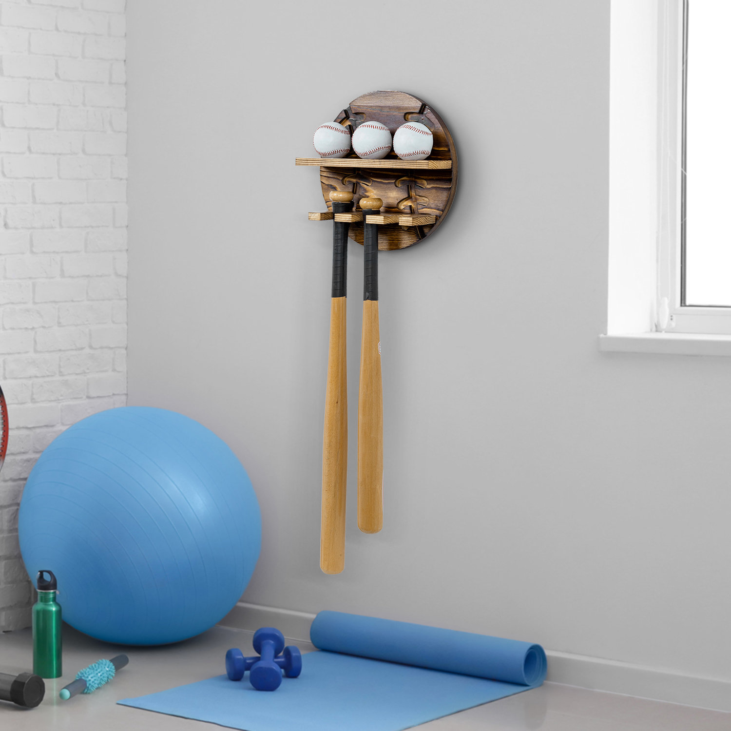 Millwood Pines Wall Mounted Baseball Bat Rack - Wayfair Canada