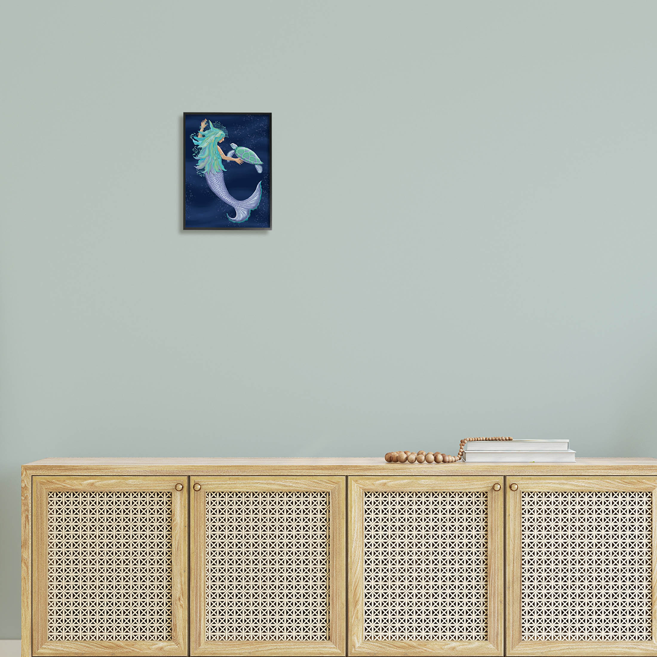 Stupell Industries Nautical Mermaid Swimming Tortoise Giclee Art By ...