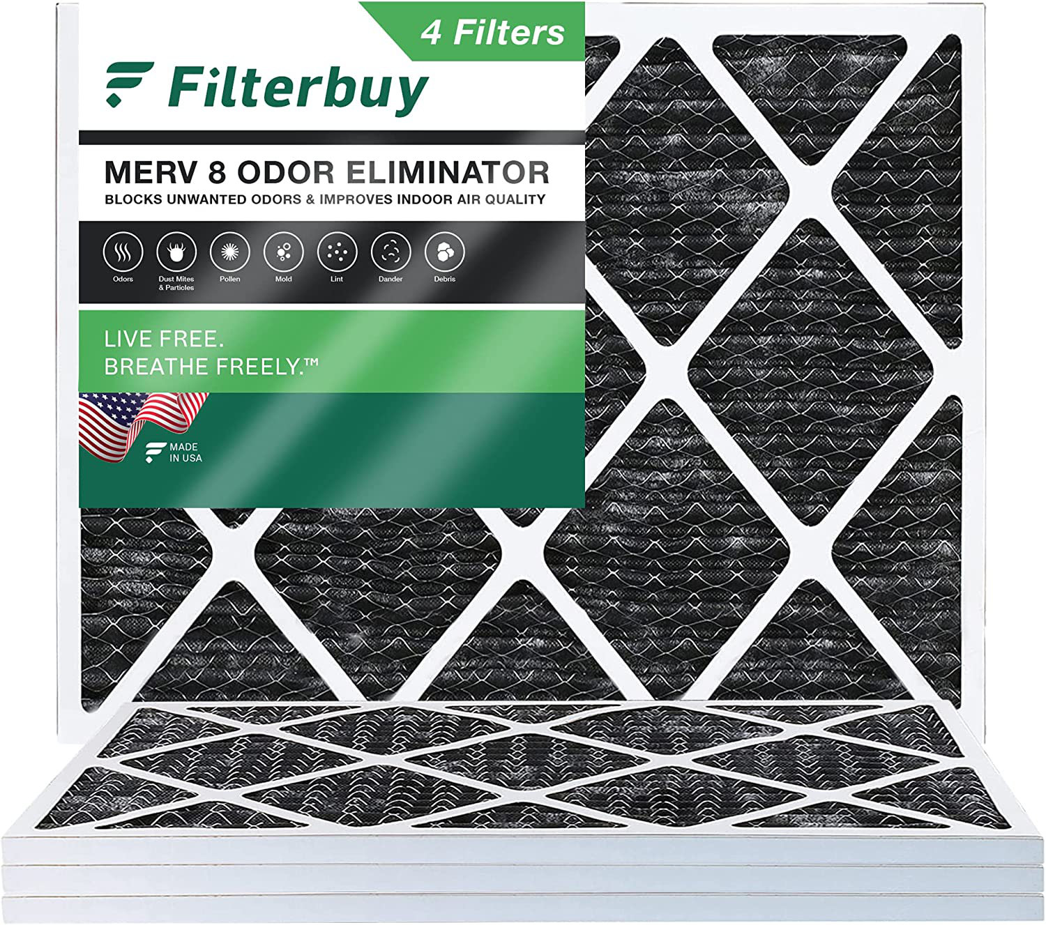 Filterbuy 14x20x1 Air Filter MERV 8 Odor Eliminator, Pleated HVAC AC ...
