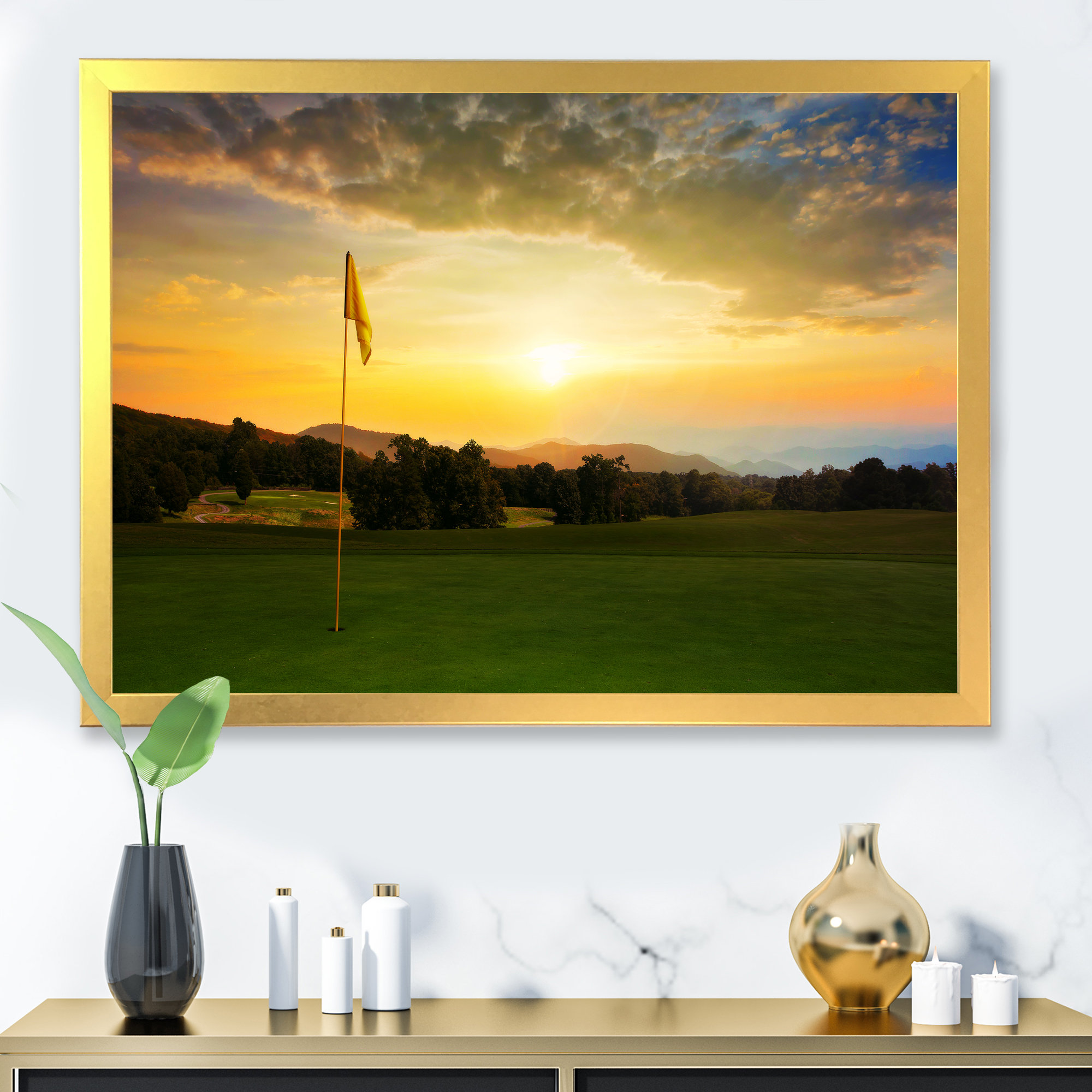 Ebern Designs Sunrise At The Golf Course II - Modern Canvas Wall Decor ...