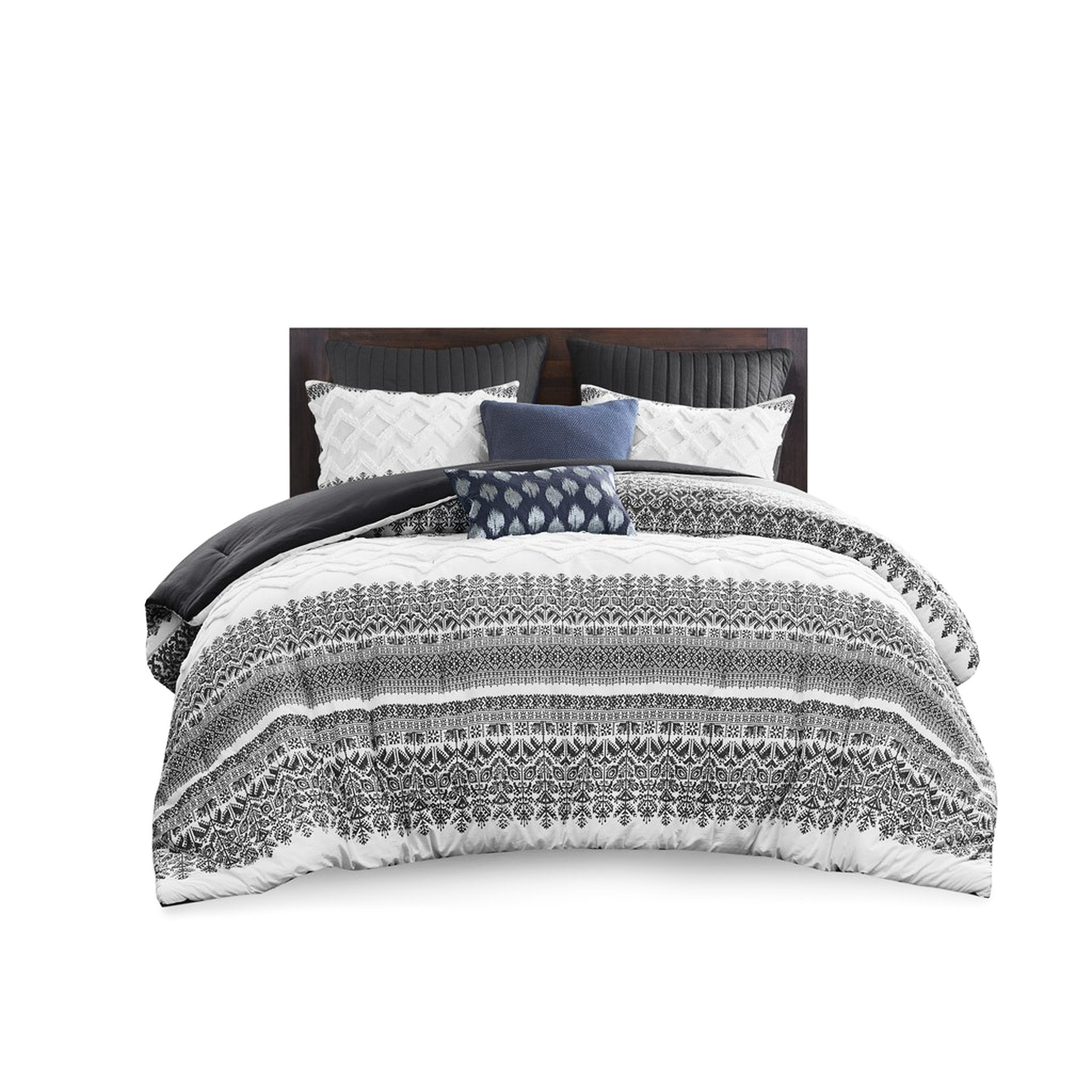 Wovilo 3 Piece Gray Comforter - Cotton With Chenille Tufting Full/queen ...