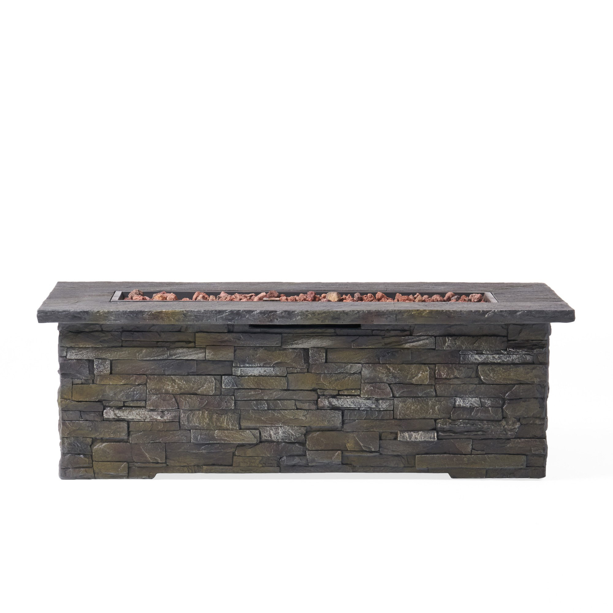 17 Stories Outdoor 40,000 BTU Rectangular MgO Concrete Propane Fire Pit ...
