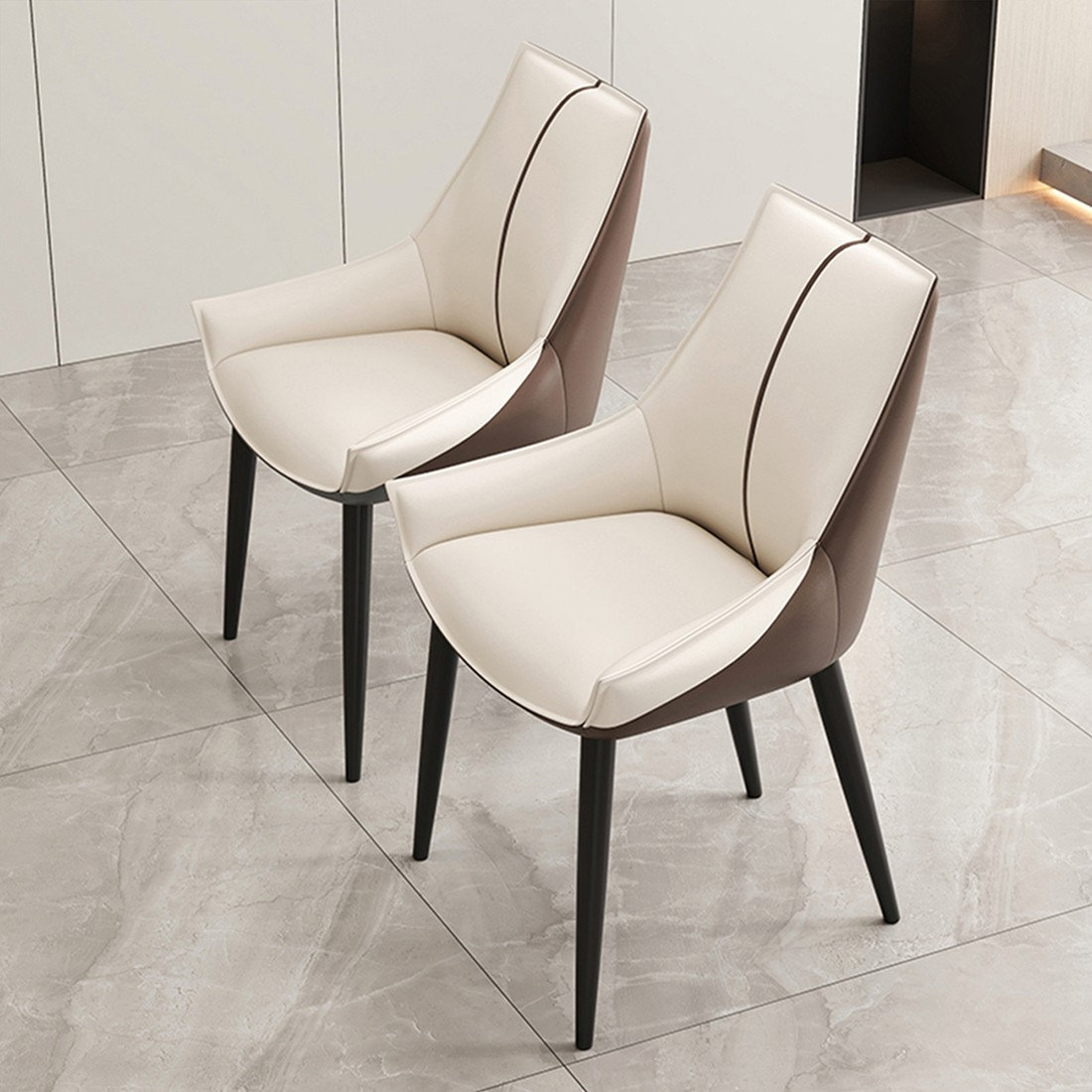 Red Barrel Studio® Beige + coffee Solid back side Chair(Set of 2) | Wayfair
