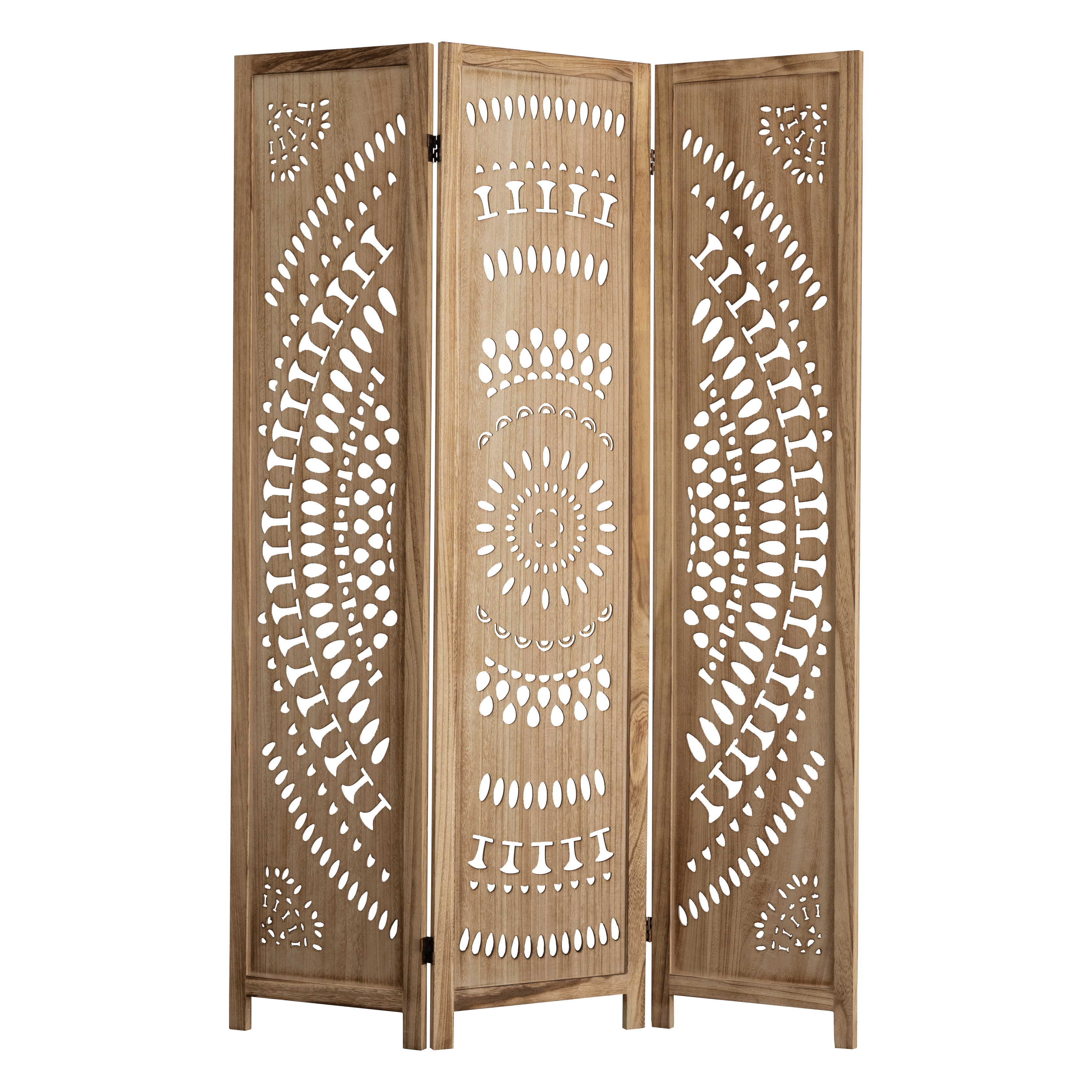 Dakota Fields 67”H Solid Wood - Panel Folding Carved Room Divider With ...