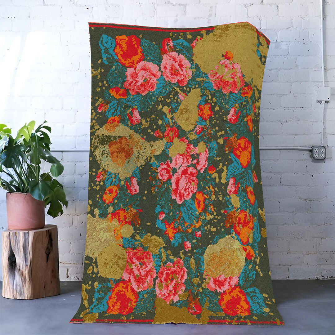 Bungalow Rose Multi-Colored Floral Rose Patterned Decorative Rug | Wayfair