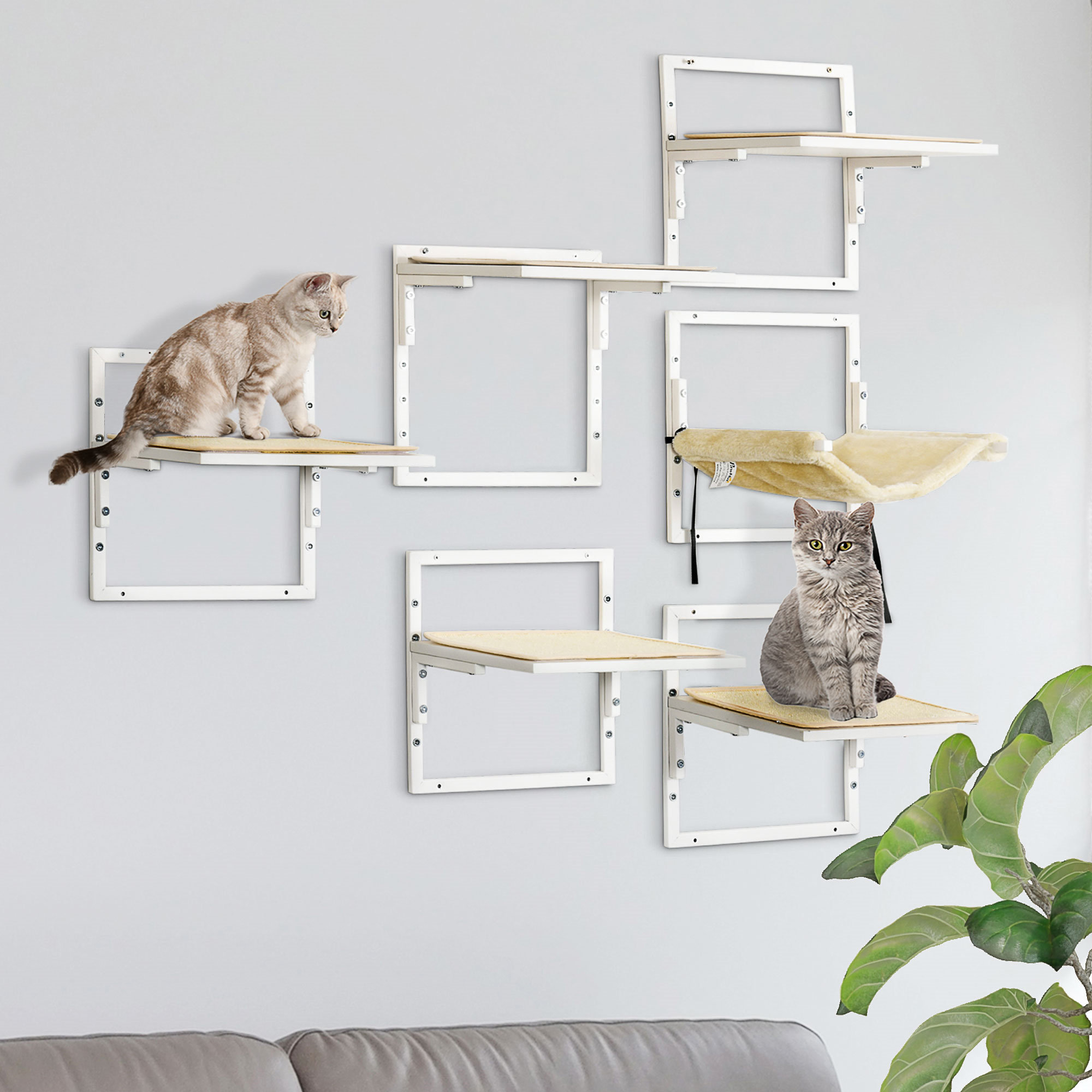 Corrigan Studio® Pawhut 6-Pc Modern Cat Wall Shelves For Indoor Cats ...