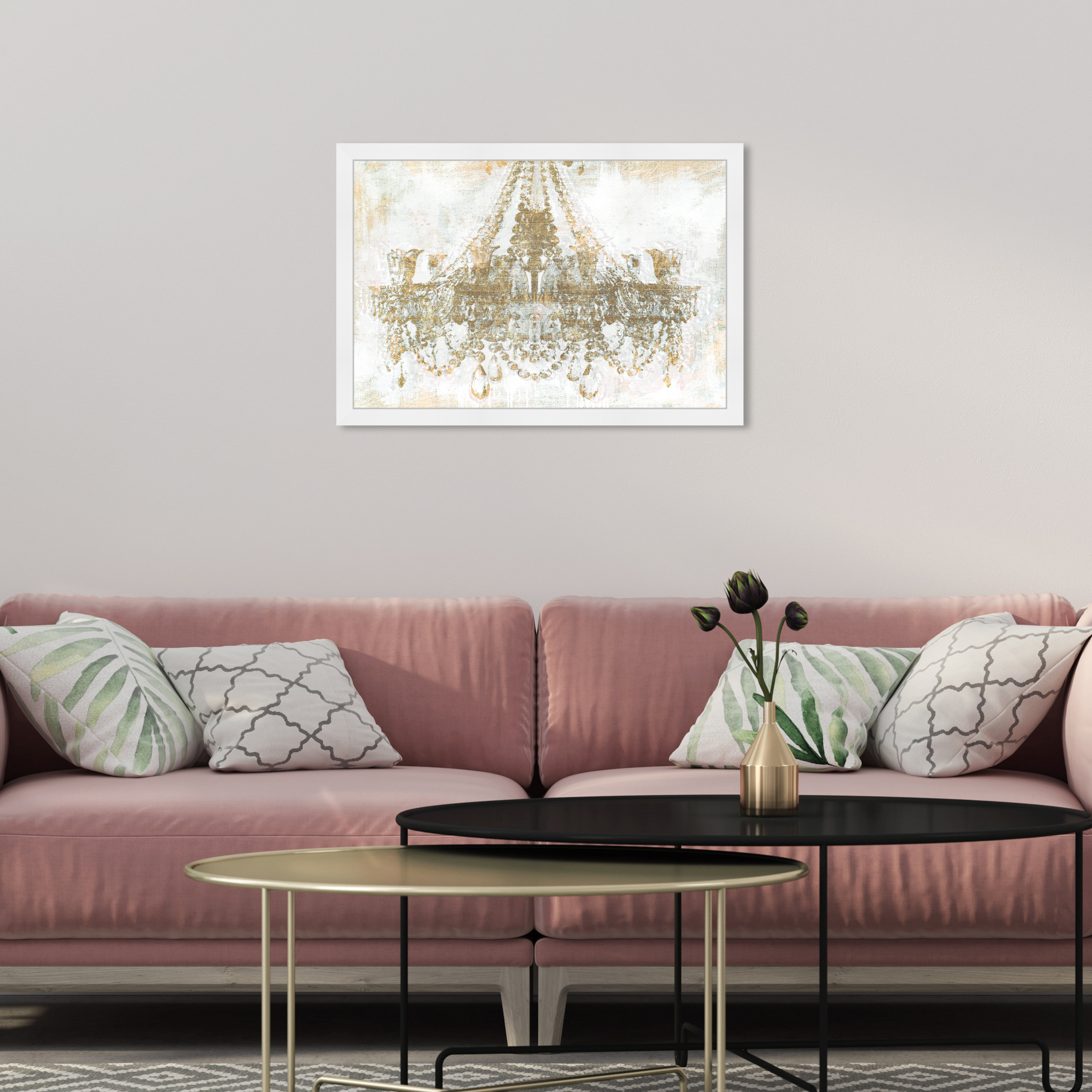 Oliver Gal Prints Gold Diamonds Glam Metallic Chandelier Modern White ...