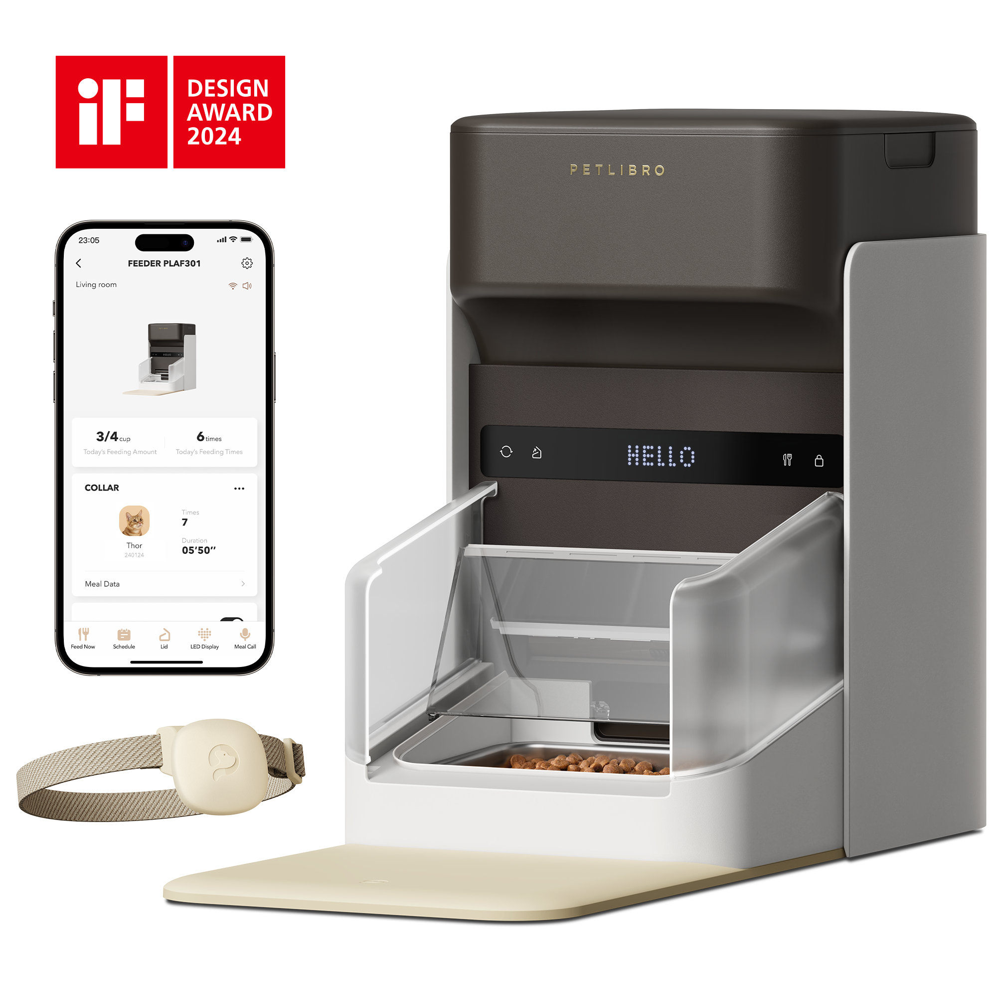 PETLIBRO One RFID Automatic Feeder with Smart APP Control, Coffee, 3L ...
