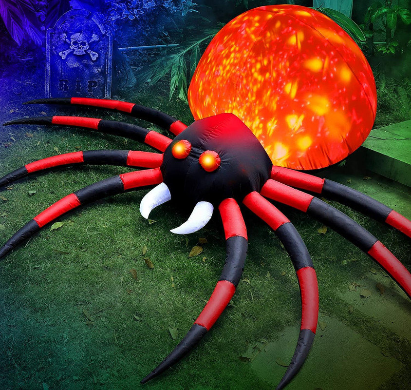 The Holiday Aisle® Giant Crawling Spider with LED Rotating Flame, Large ...