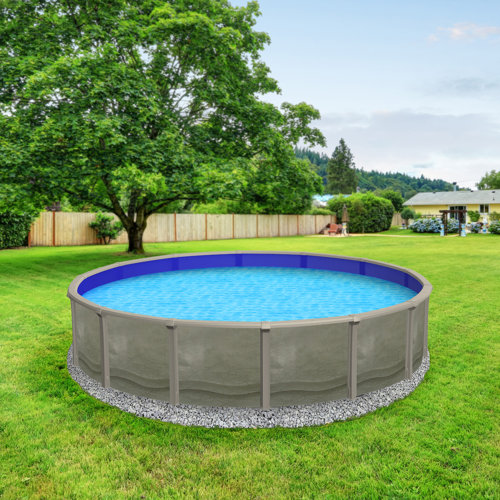 Blue Wave Trinity Round 52-in Deep Steel Wall Pool Package with 7-in ...