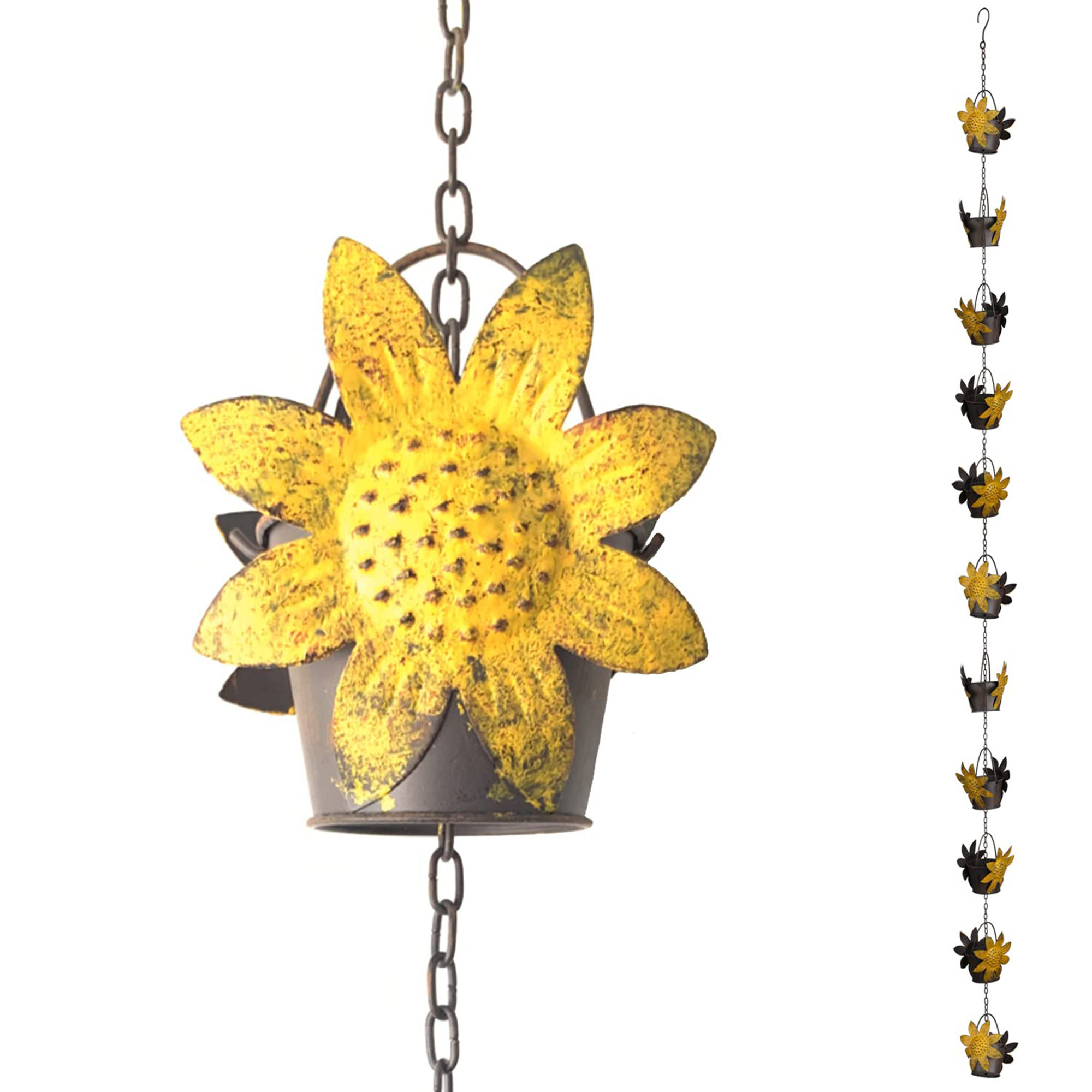 One Allium Way® 8.5FT Metal Bucket Rain Chains | Wayfair