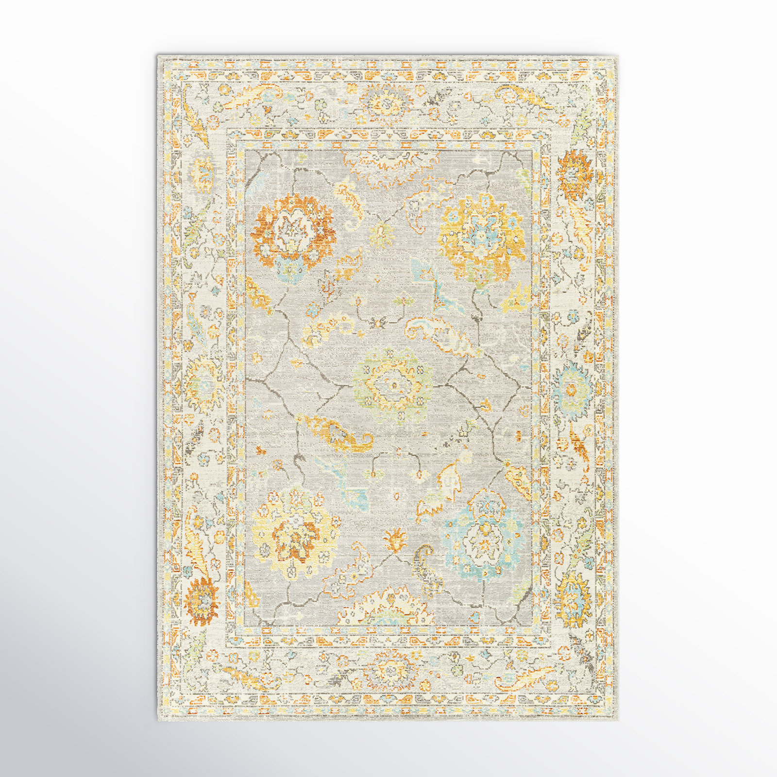 AllModern Kidus Chevron Hand Knotted Beige/Gray Area Rug | Wayfair