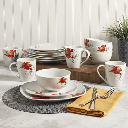 Tabletops Gallery 16 piece Dinnerware Set Lily & Reviews | Wayfair