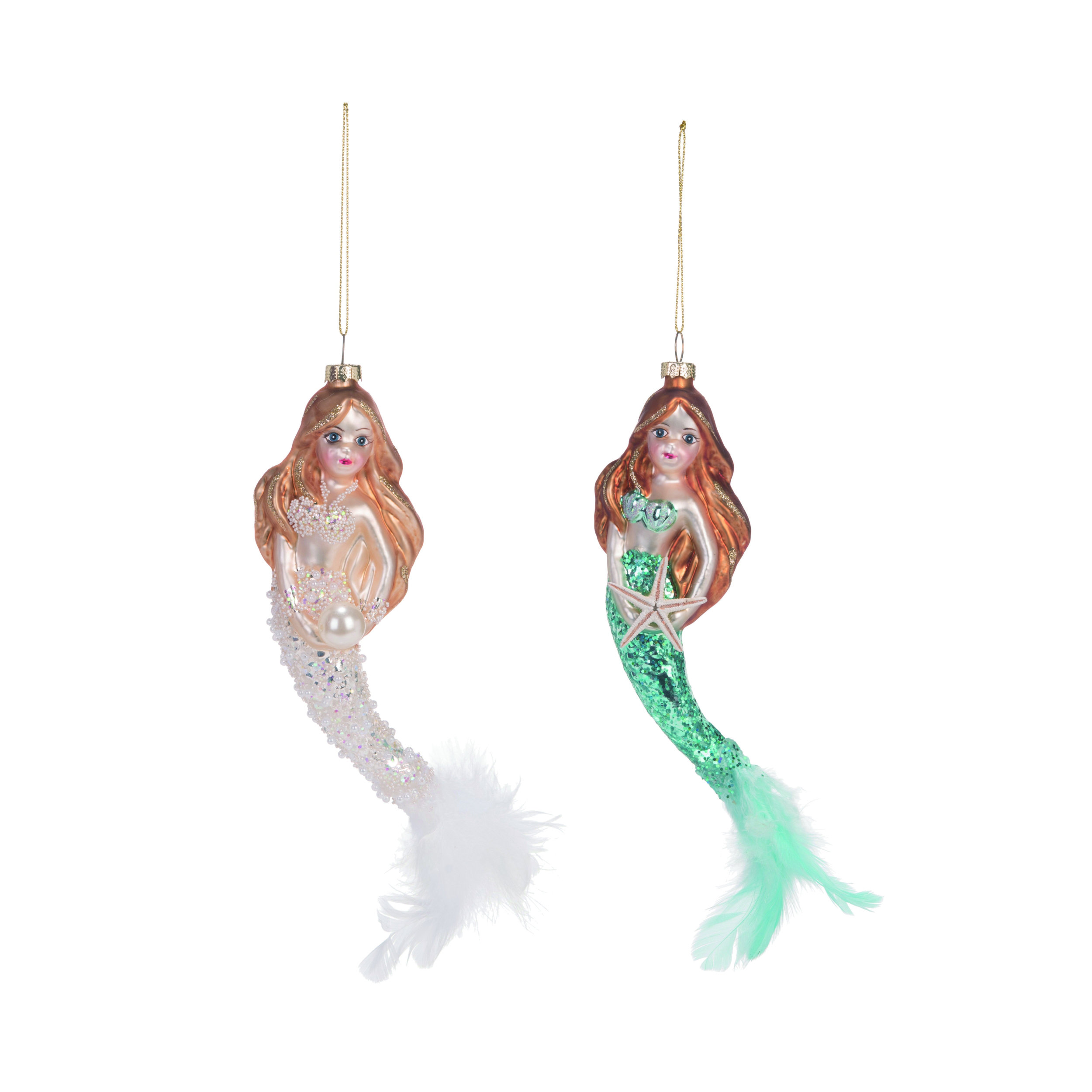 Breakwater Bay Glass Mermaid Ornament Set of 2 Christmas Home ...