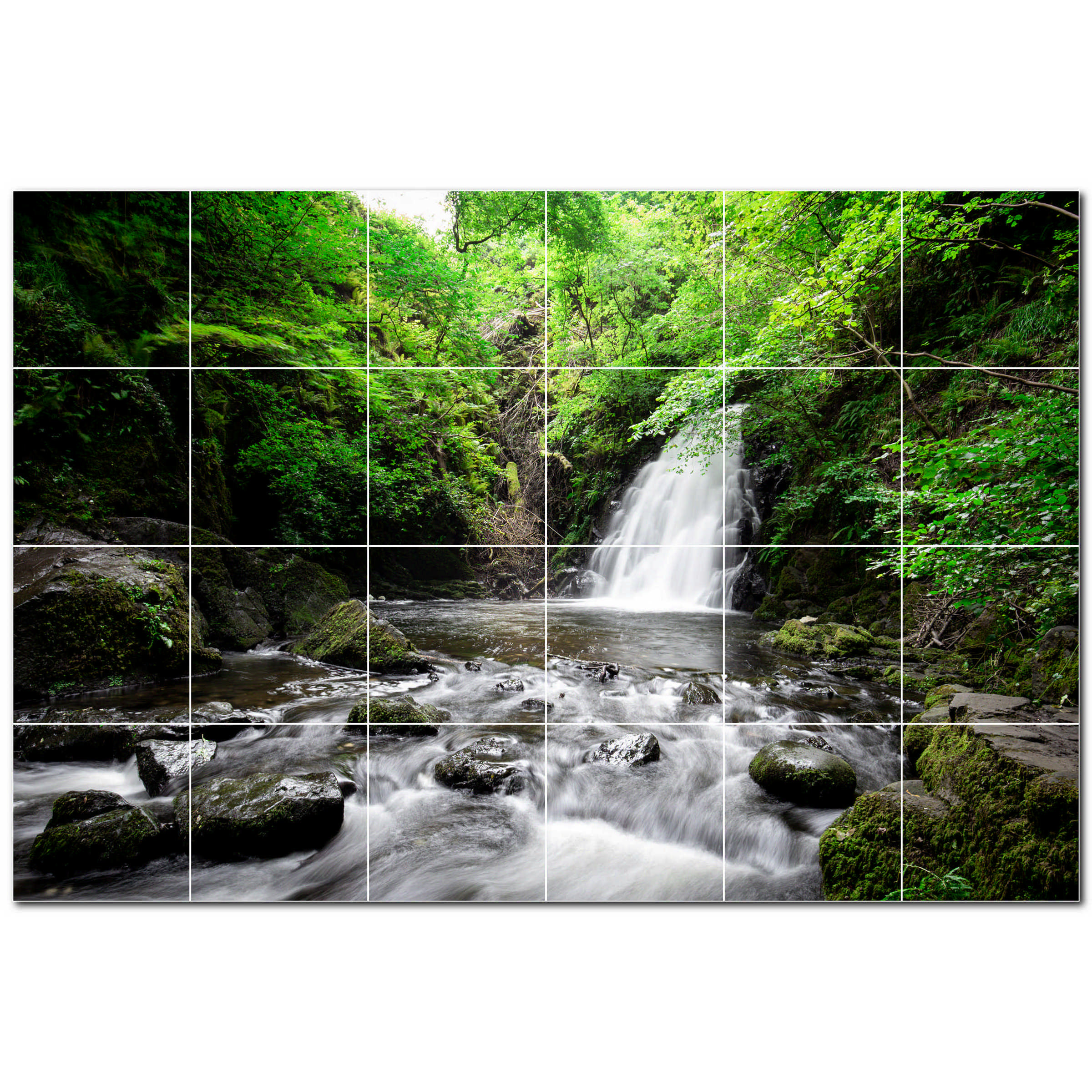 Picture-Tiles.com 25.5" x 17" Ceramic Waterfalls Photo Decorative Mural ...