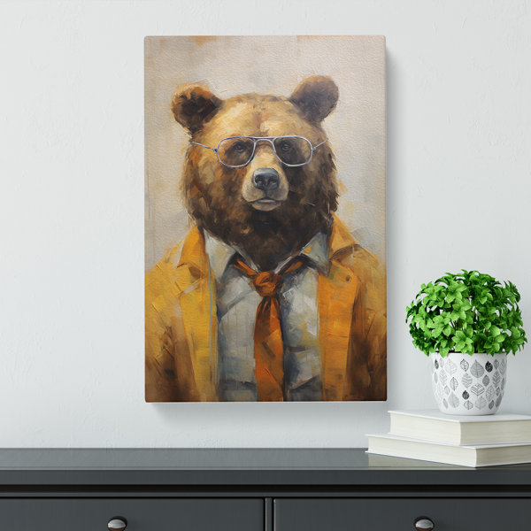 Happy Larry Bear with Glasses Painting | Wayfair.co.uk