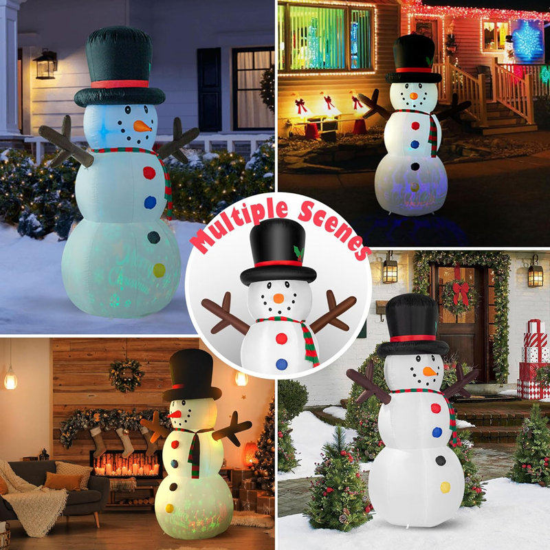 The Holiday Aisle® Emila Outdoor 8ft Inflatable LED Lighted Snowman ...