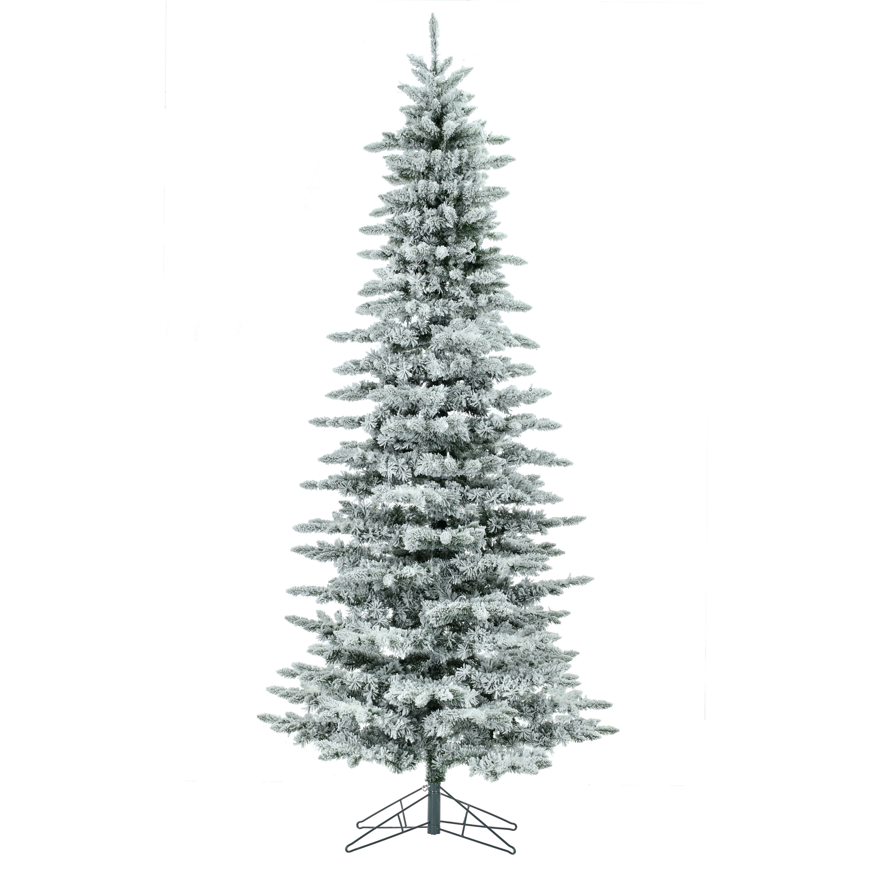 Vickerman Utica Flocked Fir Slim Unlit Artificial Christmas Tree ...
