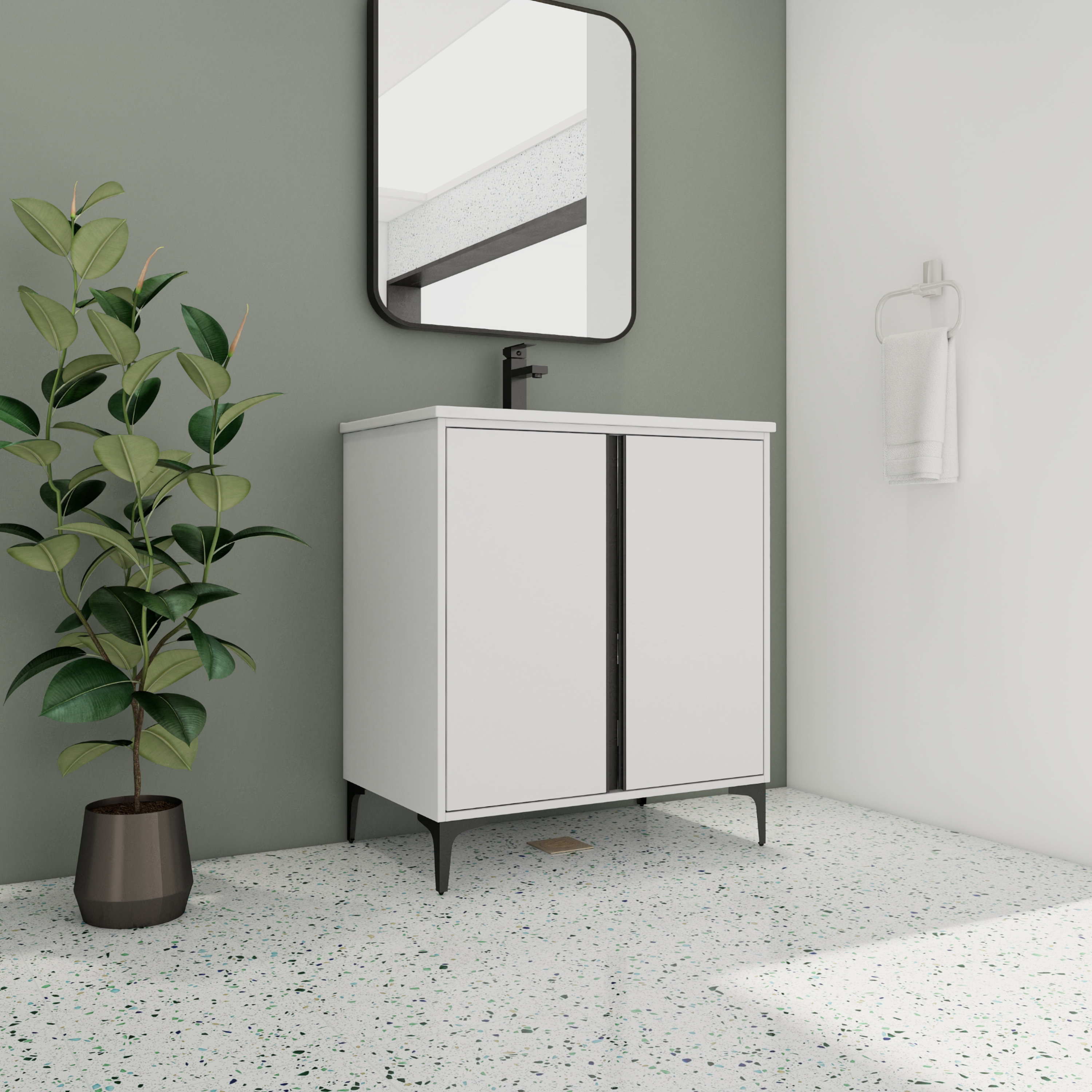 Wrought Studio 30" Freestanding Single Bathroom Vanity with Ceramic Top ...