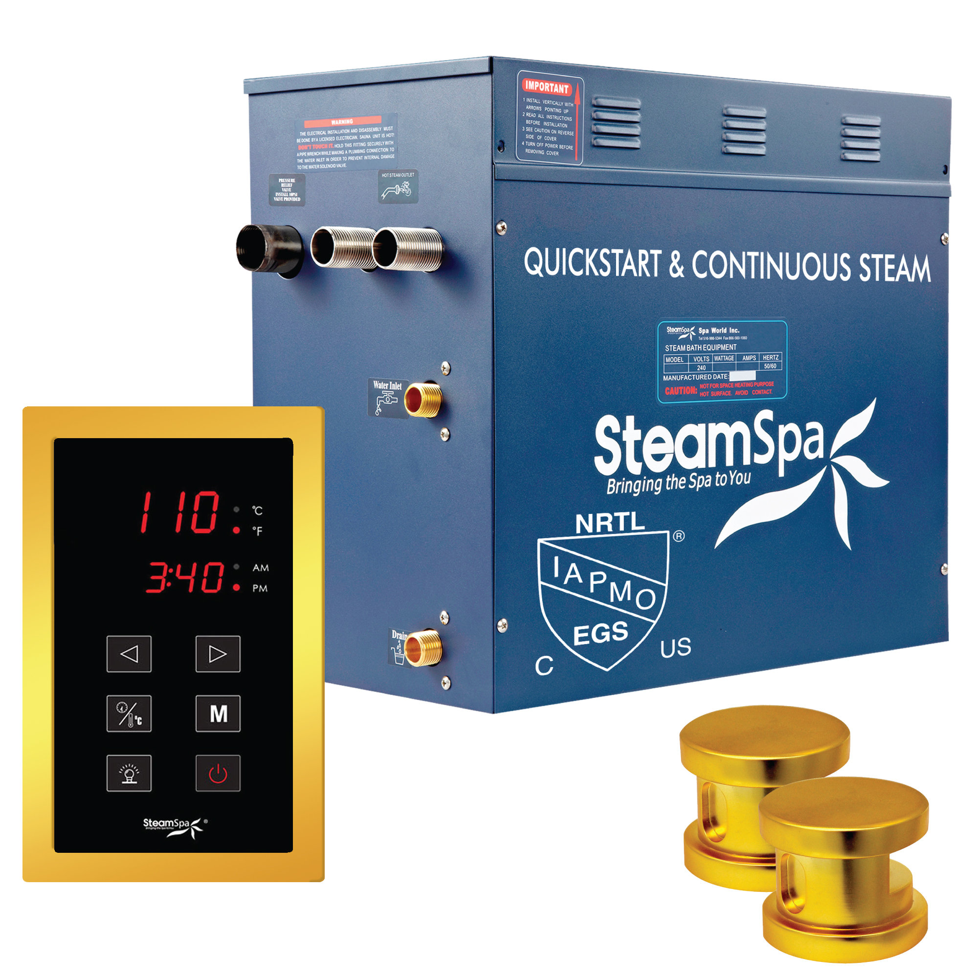 Steam Spa Steamspa Oasis Series 12 KW Quickstart Stainless Steel Acu ...
