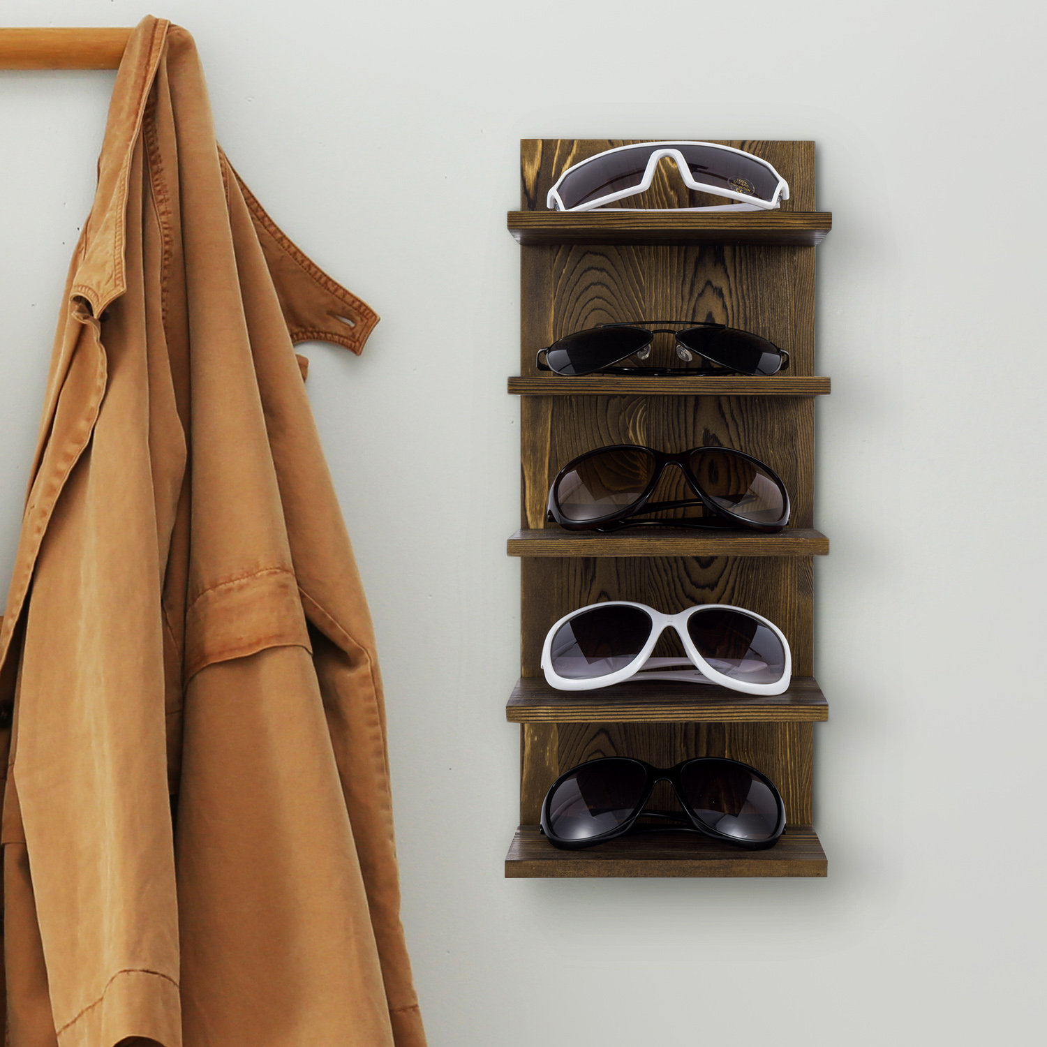 Millwood Pines Benjamyn 5 Tier Wood Sunglasses Holder | Wayfair