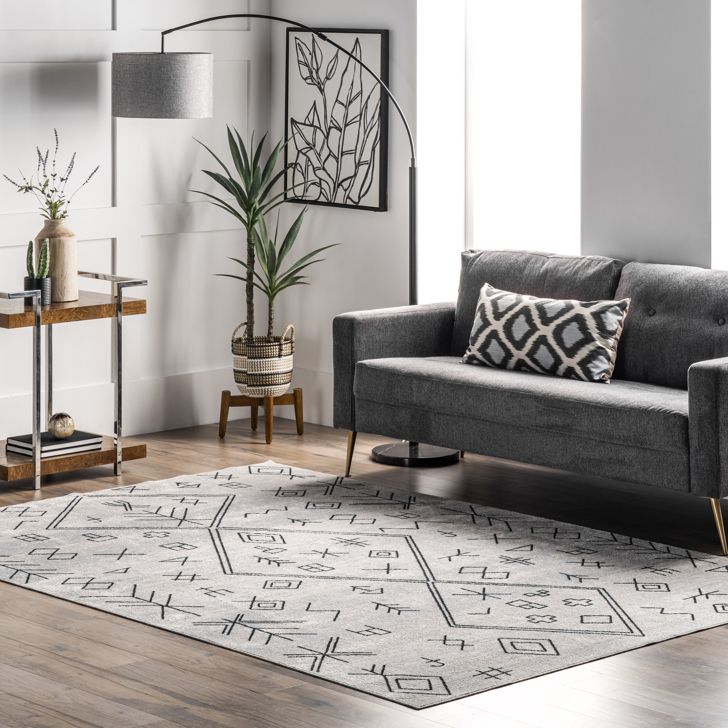 Foundry Select Paige SpinClean Machine Washable Moroccan Motif Area Rug ...